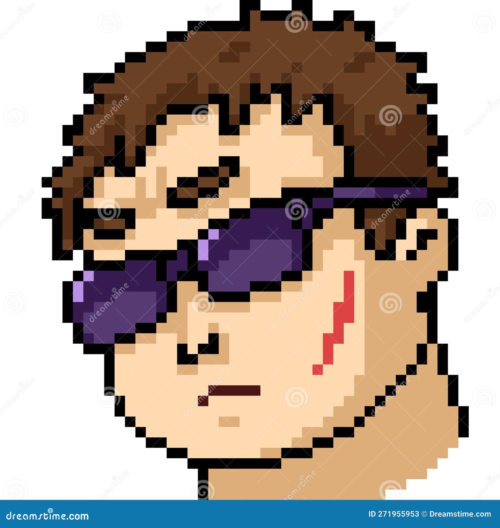 Pixel Art Gangster Man Head Stock Vector - Illustration of vector, cute ...