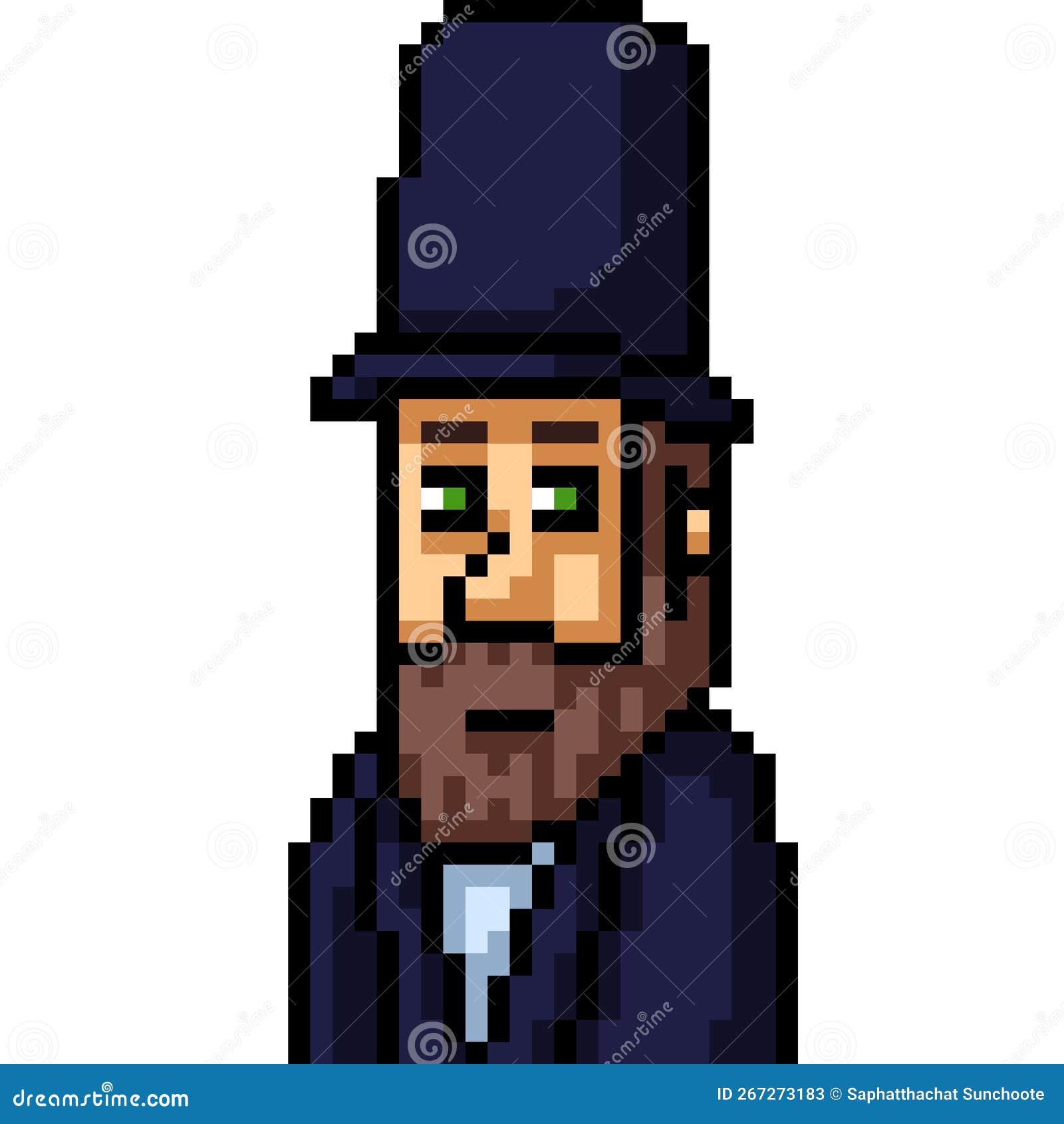 Pixel Art Gentleman Top Hat Stock Vector - Illustration of black, suit ...