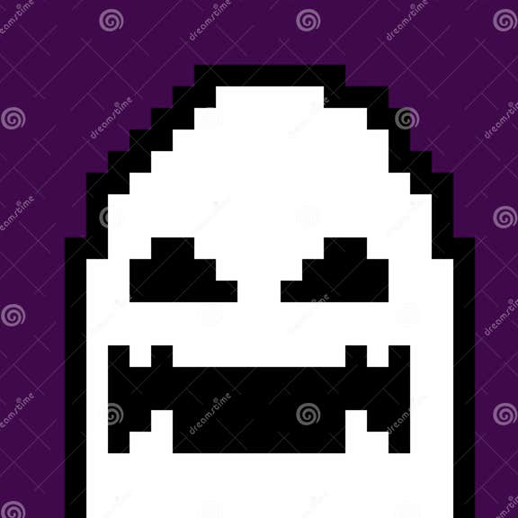 Pixel Art of Ghost Cartoon. Stock Illustration - Illustration of smile ...