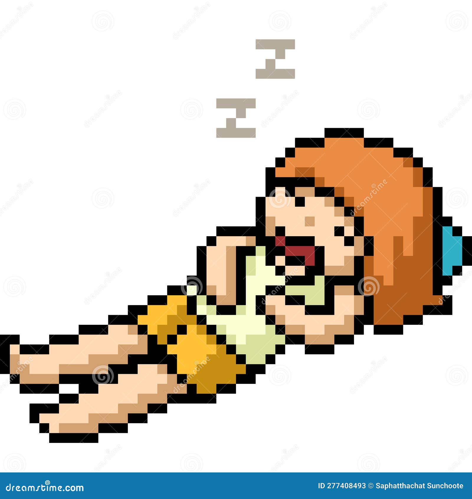 Pixel art girl sleep nap stock vector. Illustration of icon - 277408493