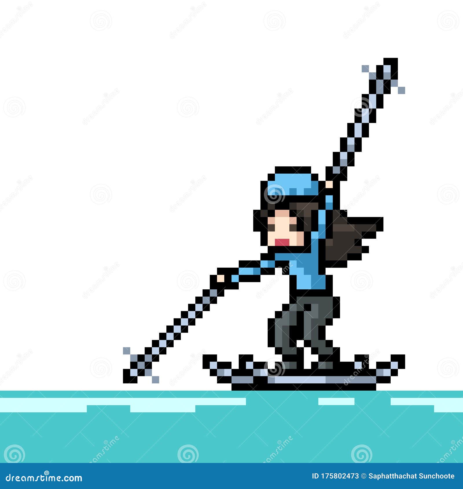 Pixel art glace ski illustration de vecteur. Illustration of graphisme ...