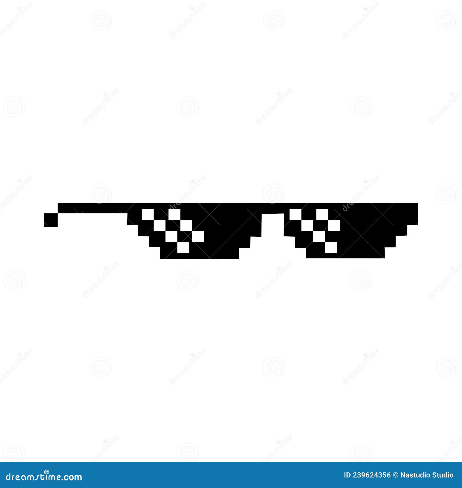 Black Thug Life Meme Like Glasses In Pixel Art Cartoon Vector