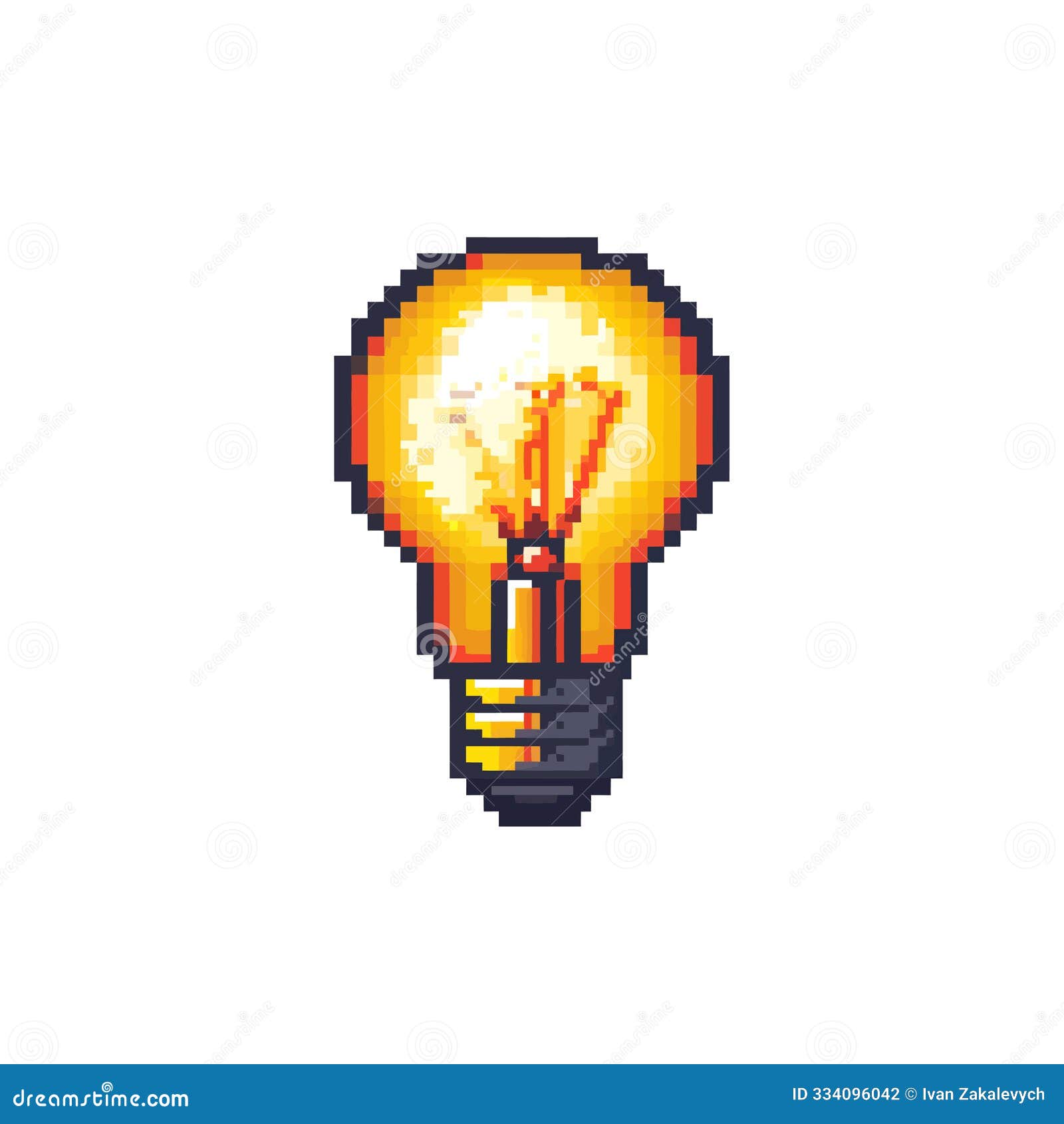 Pixel Art Glowing Light Bulb. Vector Illustration Design Stock ...