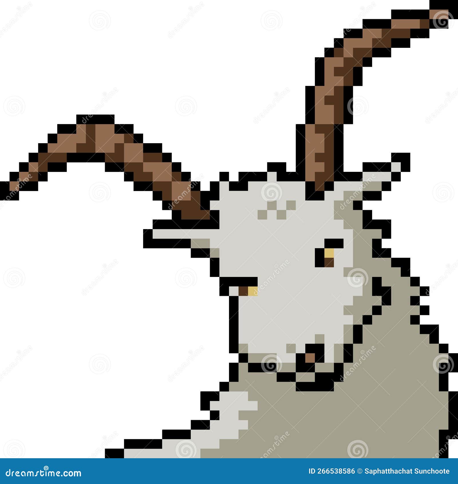 Pixel art goat head face stock vector. Illustration of vector - 266538586