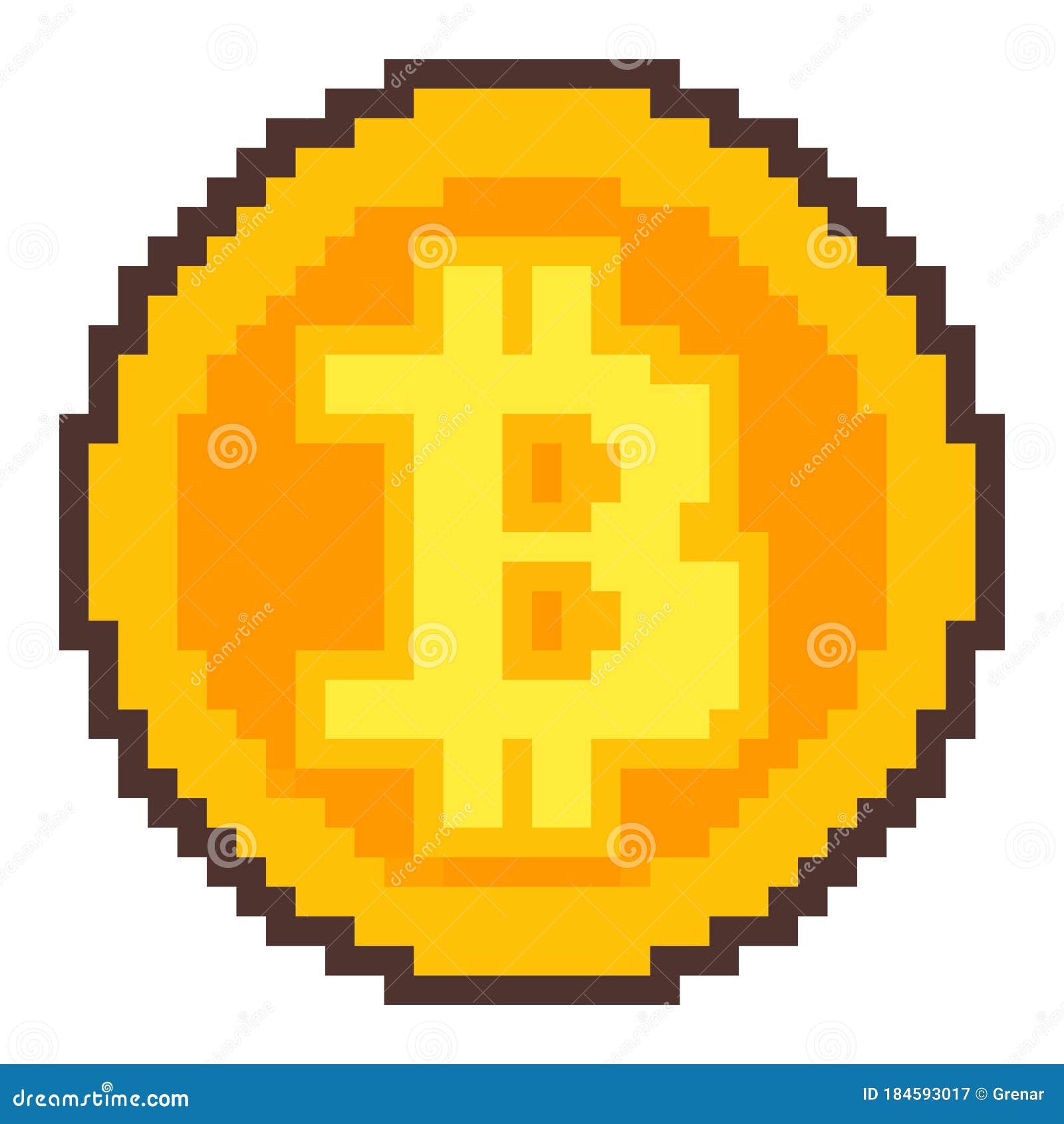 Pixel art Bitcoin coin stock illustration. Illustration of isolated ...