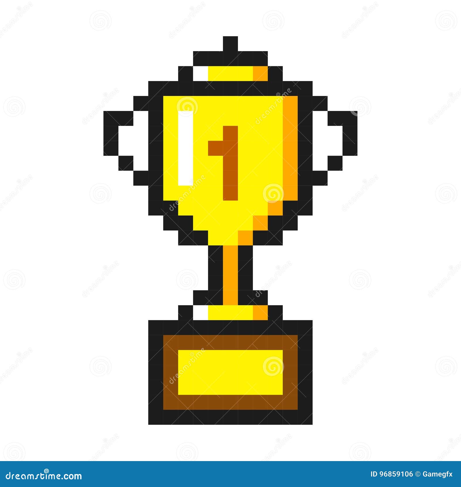 Pixel Art Golden Cup Award Trophy Icon Vector Illustration ...