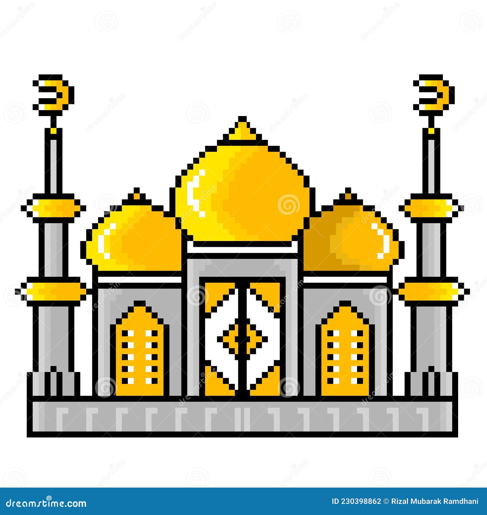 Pixel Art Golden Dome Mosque Illustration Stock Illustration ...