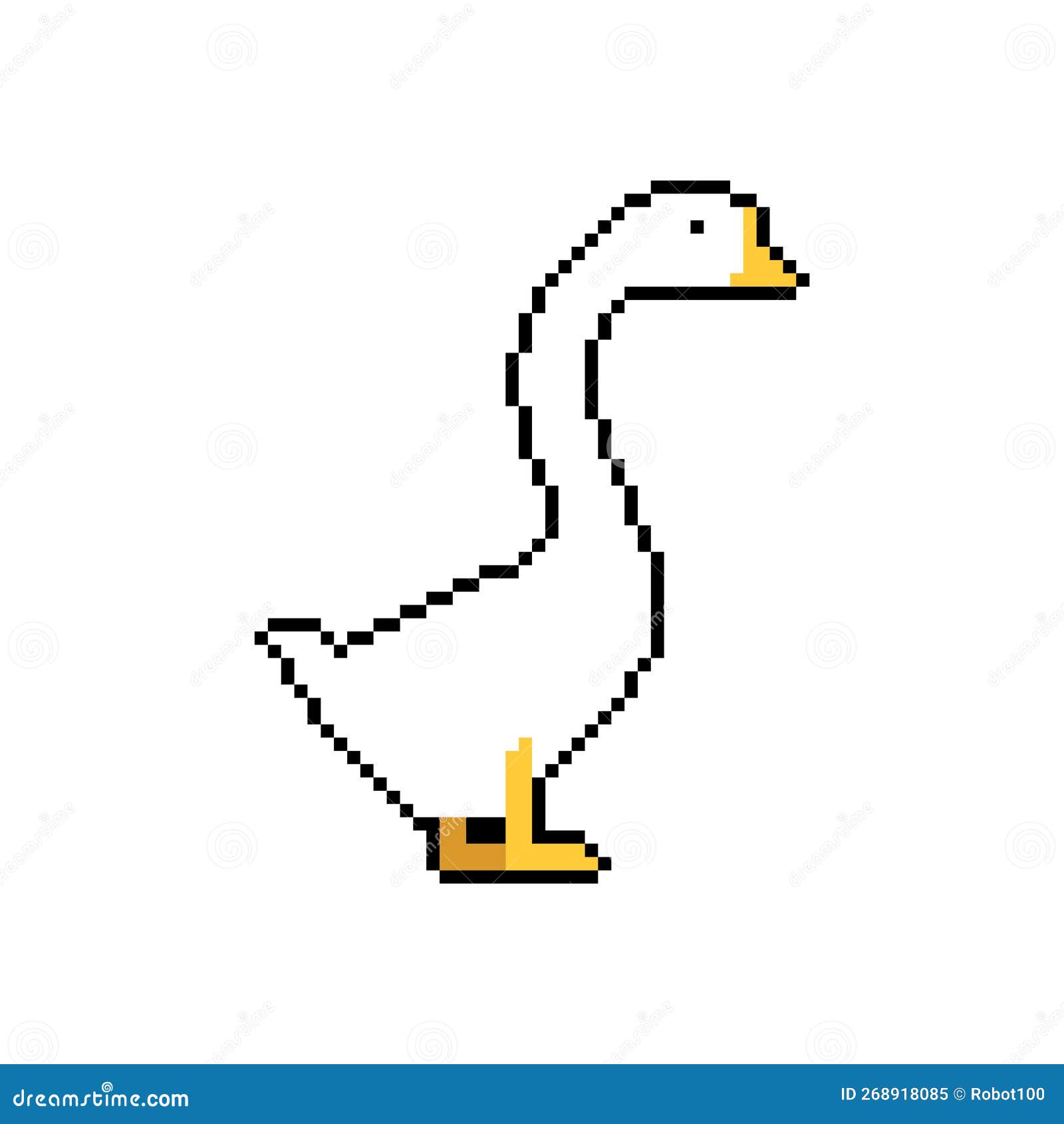 Pixel Art Goose Isolated. 8 Bit Farm Bird Stock Illustration ...