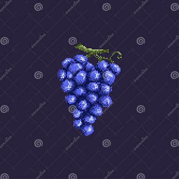 Pixel-art Grape. Whole Grape and Slice of Grape on Dark Blue Background ...