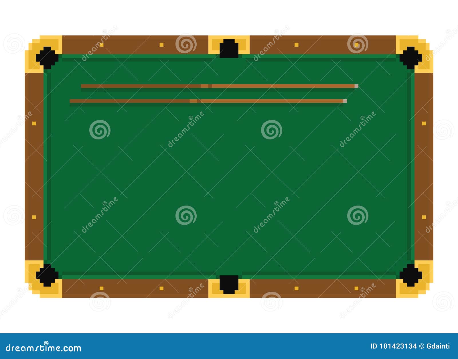 Pixel Art Green Billiard Table With Cue On White Background Vector ...