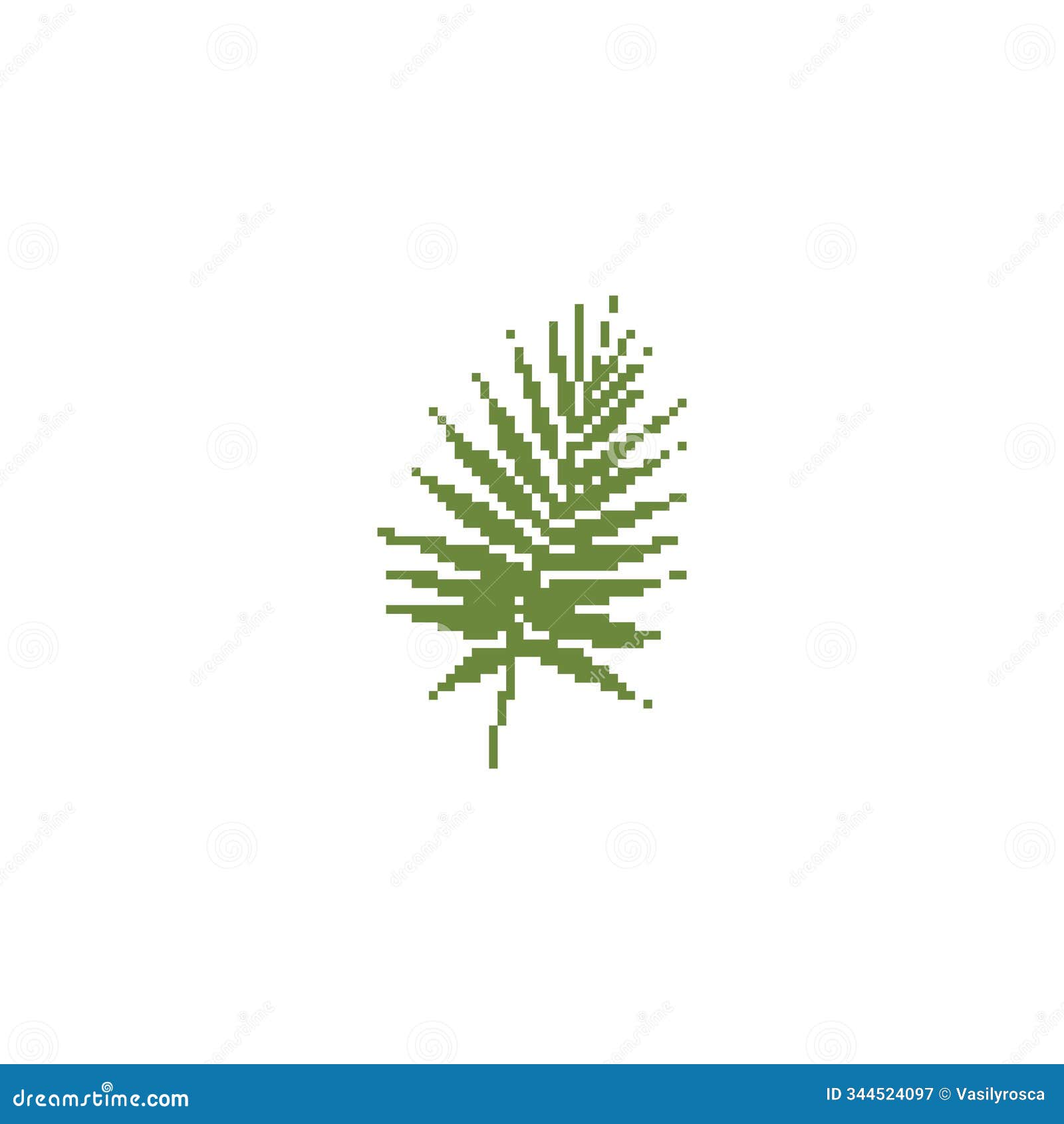 Pixel Art Green Leaf Illustration. Minimalistic Leaf Design in Retro ...