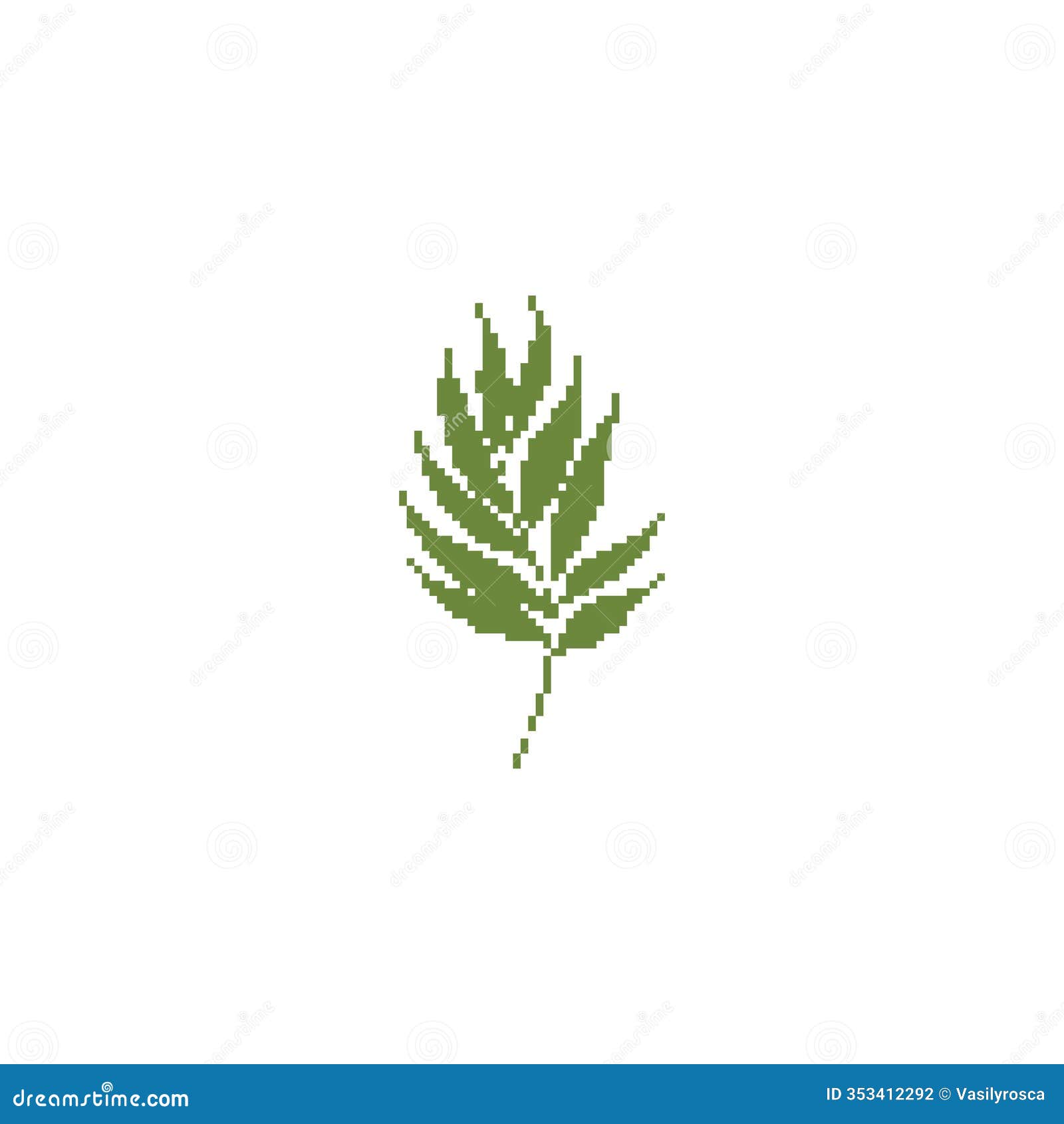 Pixel Art Green Leaf Illustration. Minimalistic Leaf Design In Retro ...