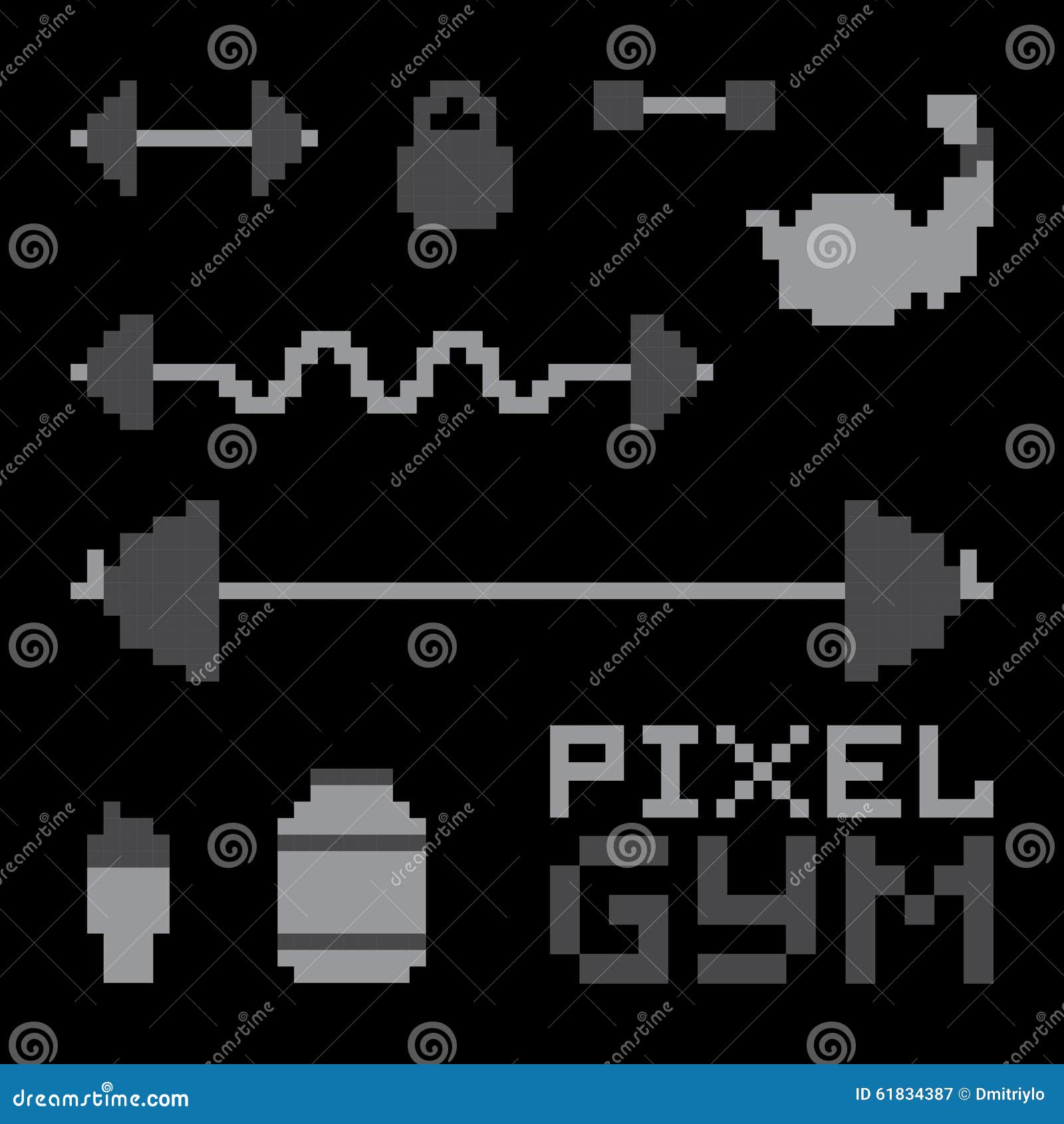 Pixel art gym vector set stock vector. Illustration of hand - 61834387