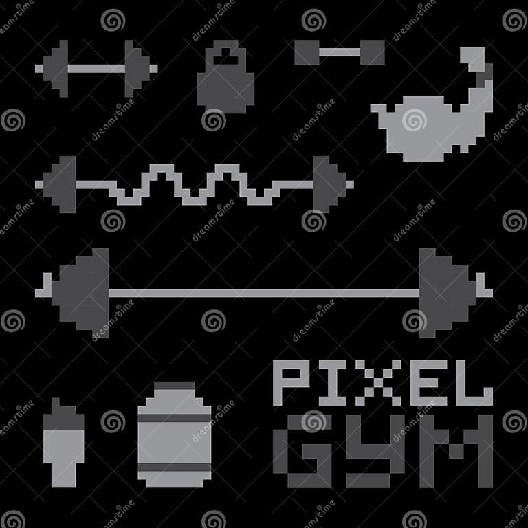 Pixel art gym vector set stock vector. Illustration of hand - 61834387
