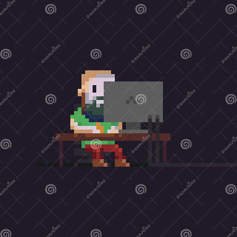 Pixel Art Hacker illustration de vecteur. Illustration du masculin ...