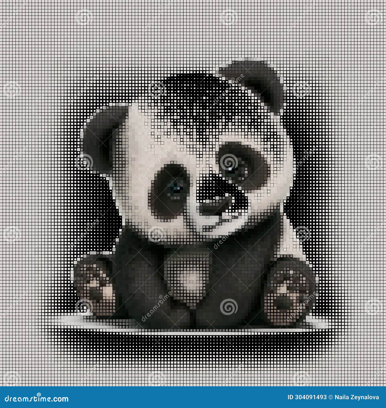 Pixel Art Halftone Squares Cartoon Black and White Textured Little ...