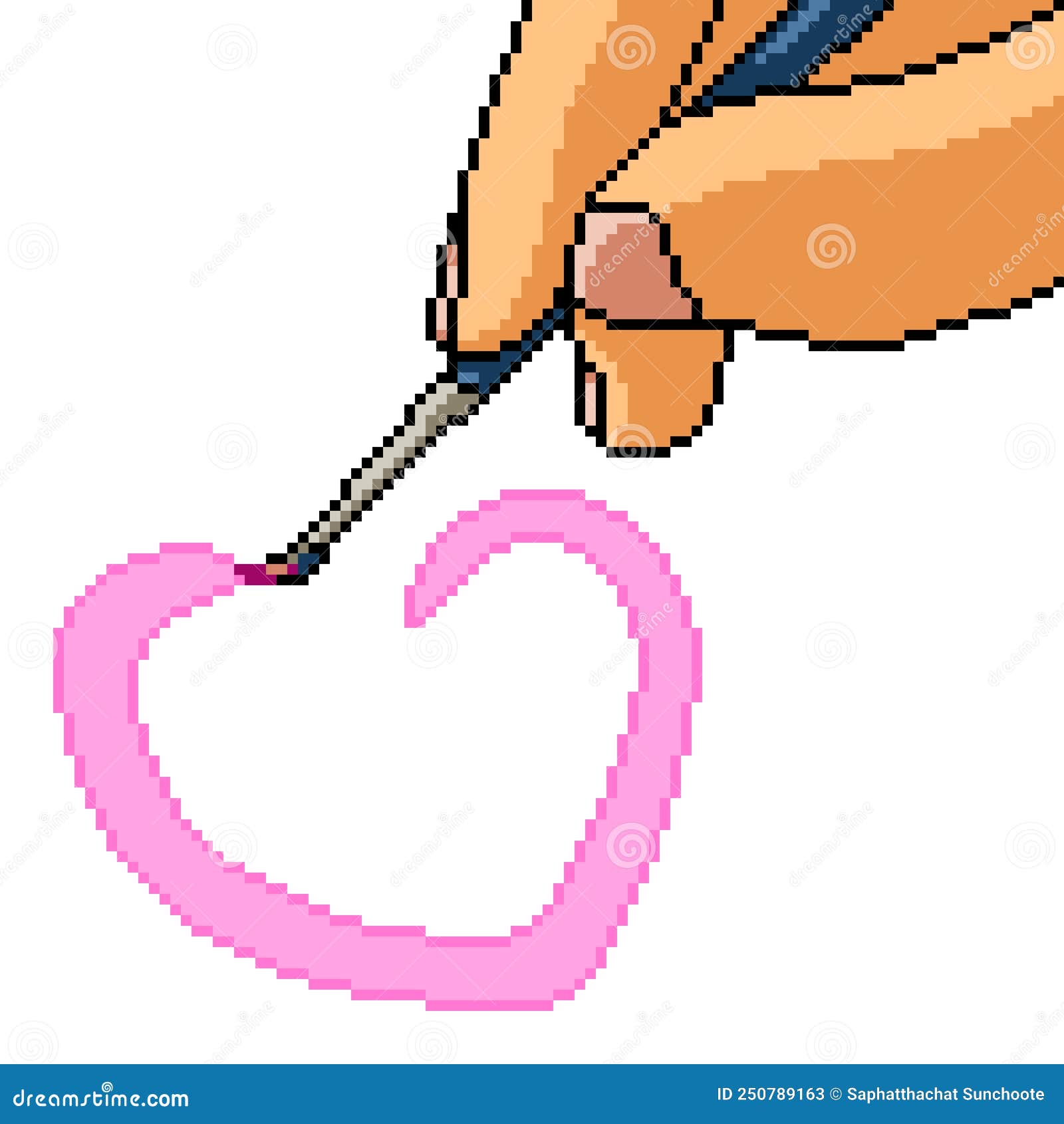 Pixel Art Hand Drawing Heart Stock Vector - Illustration of cute ...