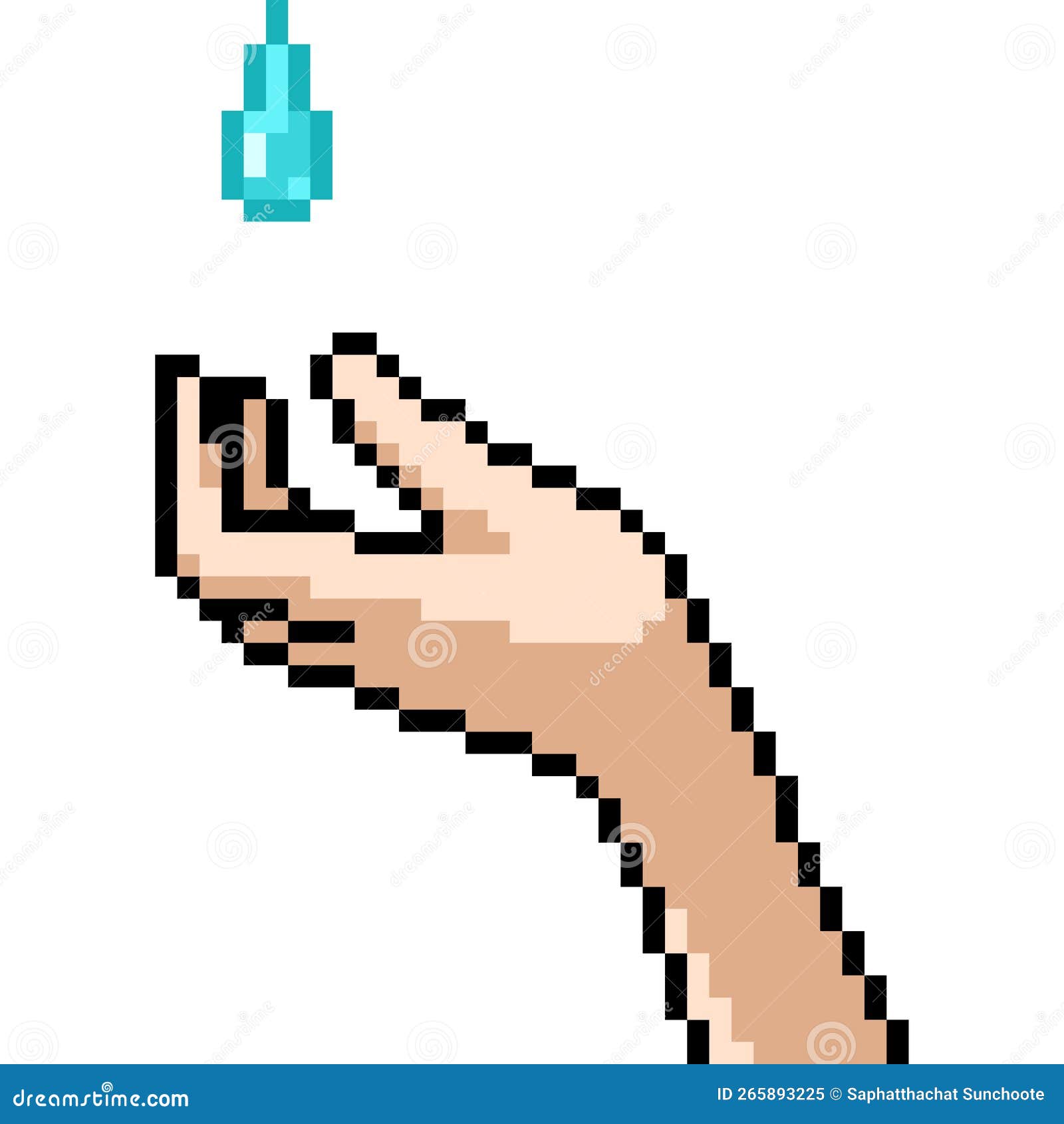 Pixel art hand water drop stock vector. Illustration of cute - 265893225