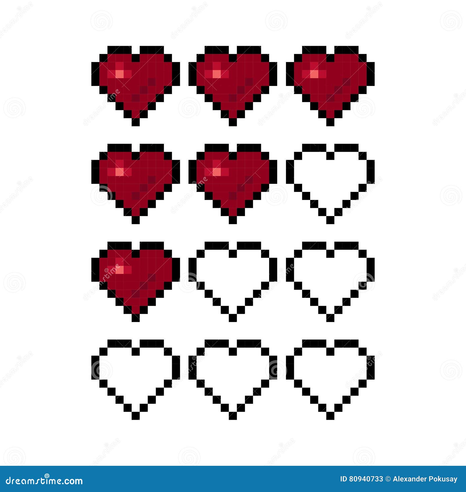 Pixel Art Heart for Game Vector Illustration Stock Vector ...