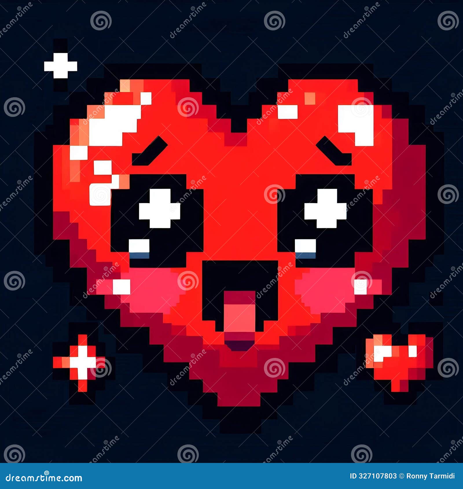 Pixel Art Pixel Heart with Glassy Eyes Stock Illustration ...