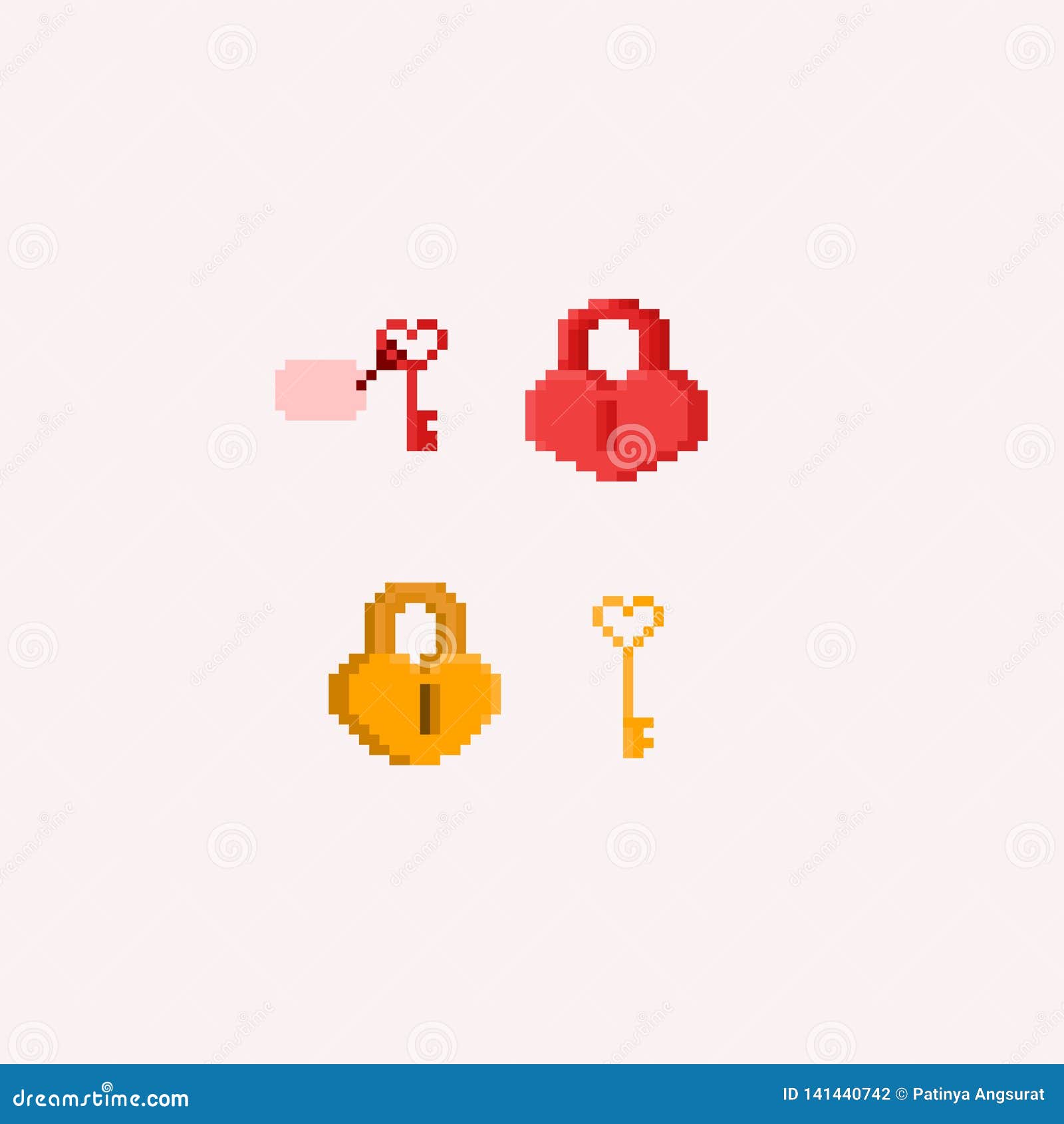 Pixel Heart Keys.valentine.8bit. Stock Illustration - Illustration of ...