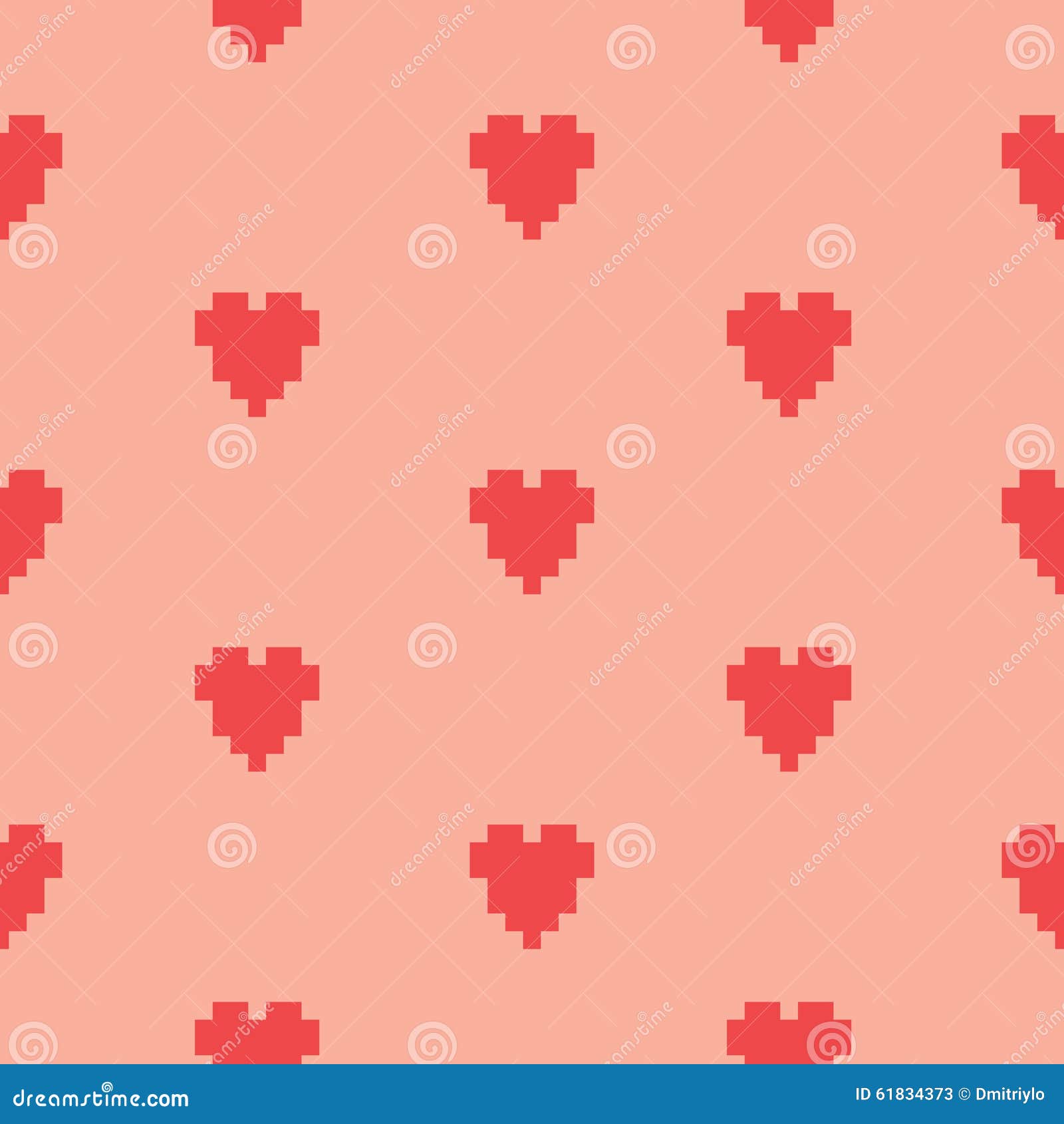Pixel Art Heart Seamless Vector Pattern Stock Vector Illustration Of Pink Cute 61834373 3687