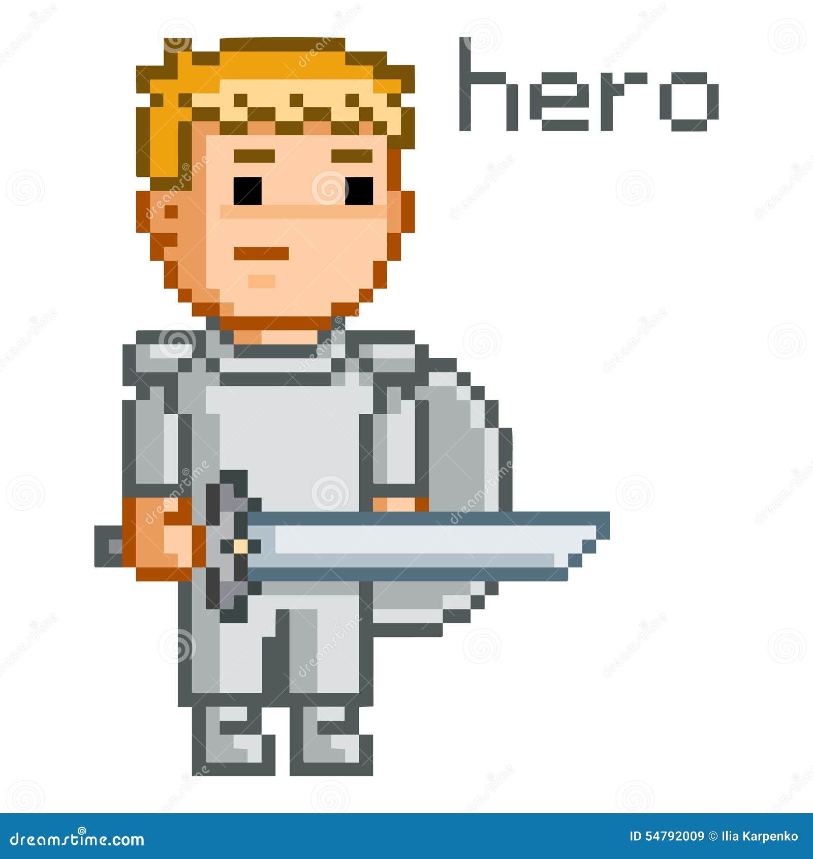 Pixel art hero stock vector. Illustration of protector - 54792009