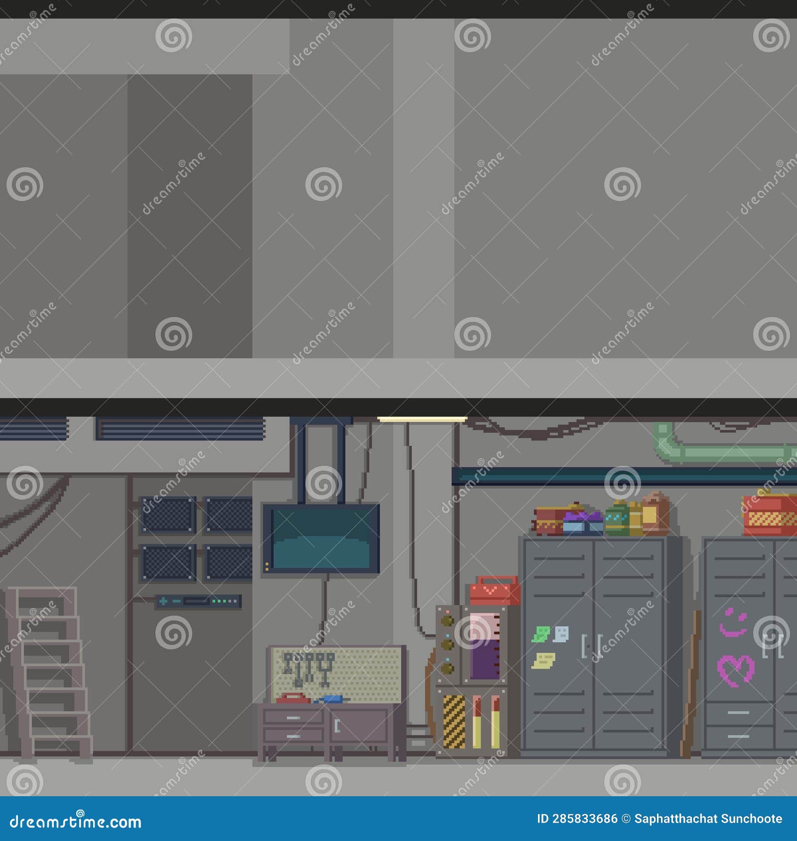 Pixel art hi tech garage stock vector. Illustration of garage - 285833686