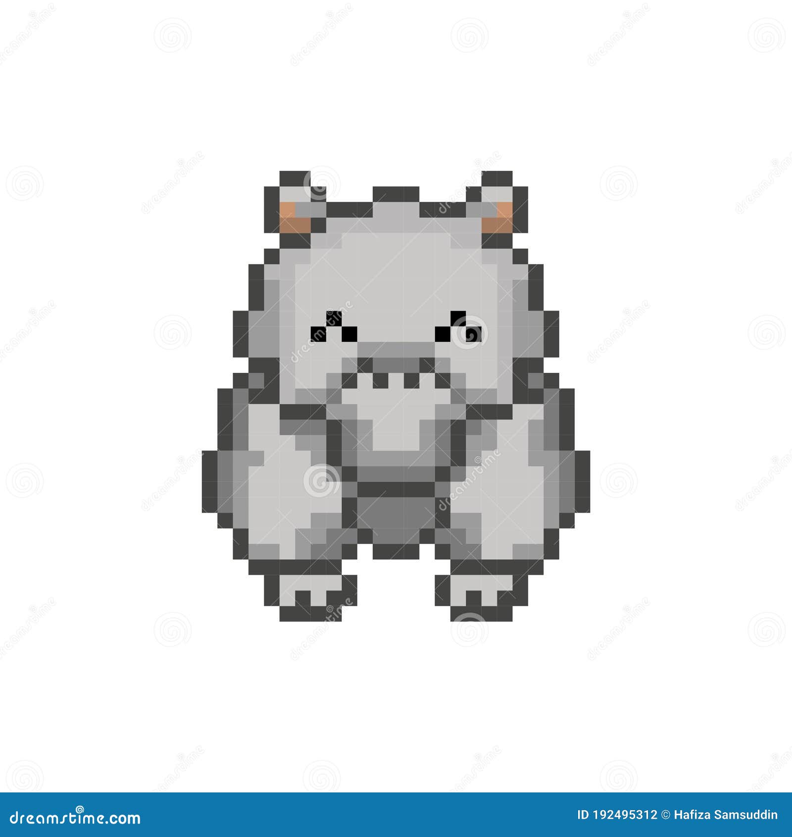 Pixel Art Hippopotamus. Vector Illustration Decorative Design Stock ...