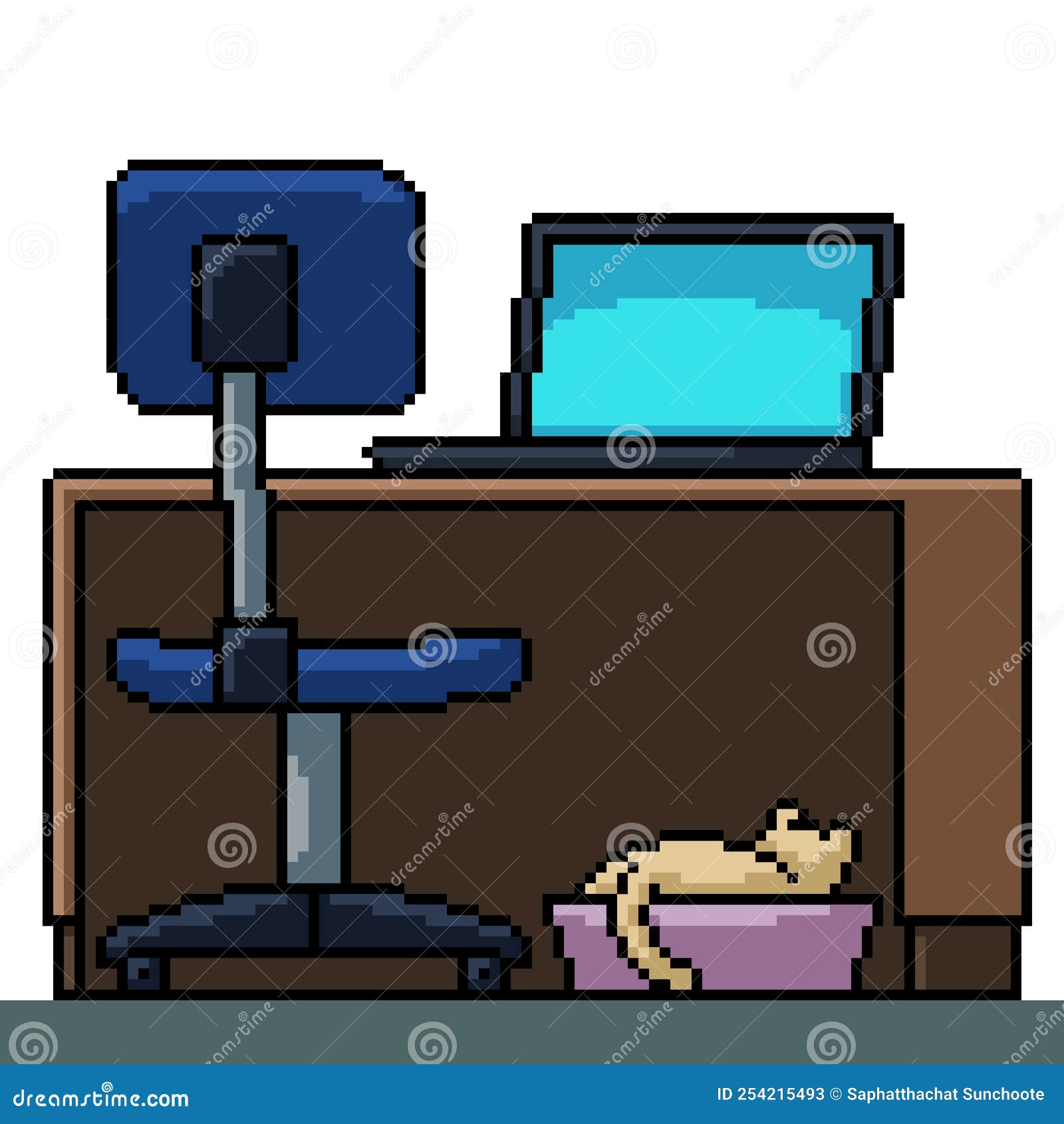 Pixel Art Home Working Room Stock Vector - Illustration of cartoon ...