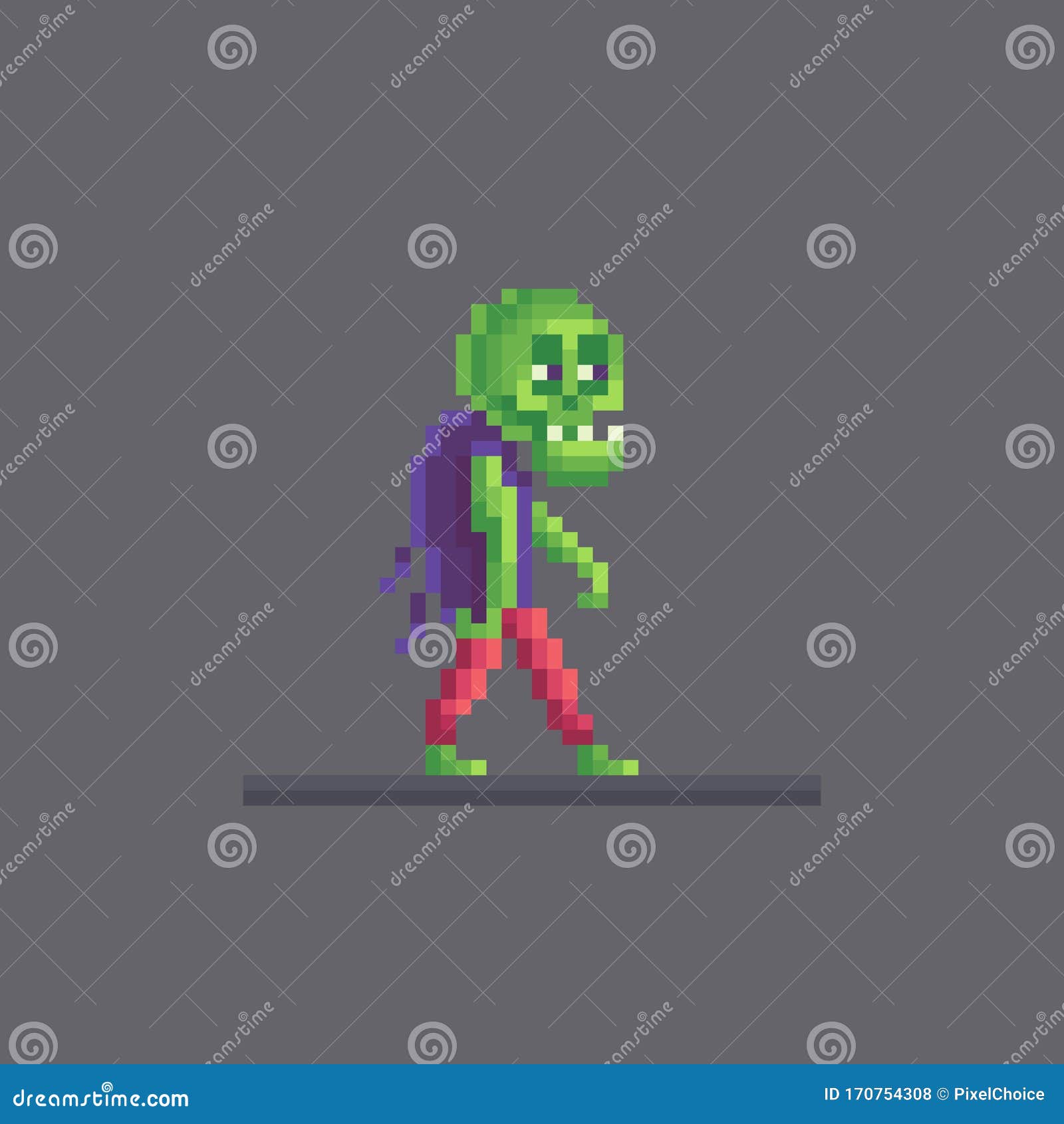 Pixel Art Horrible Zombie Character Stock Vector - Illustration of hero ...