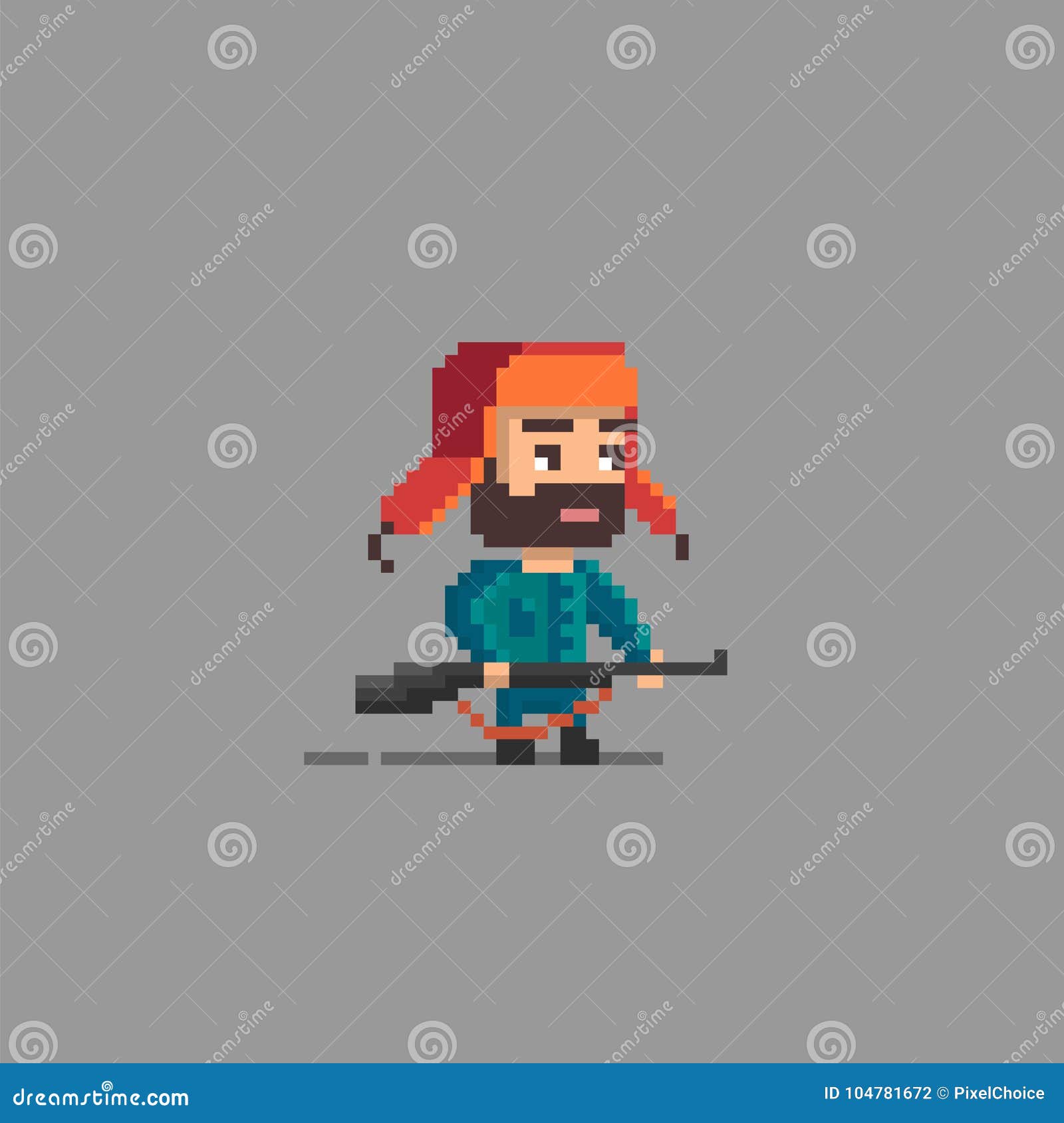 Pixel Art Hunter Character. Vector Illustration | CartoonDealer.com ...