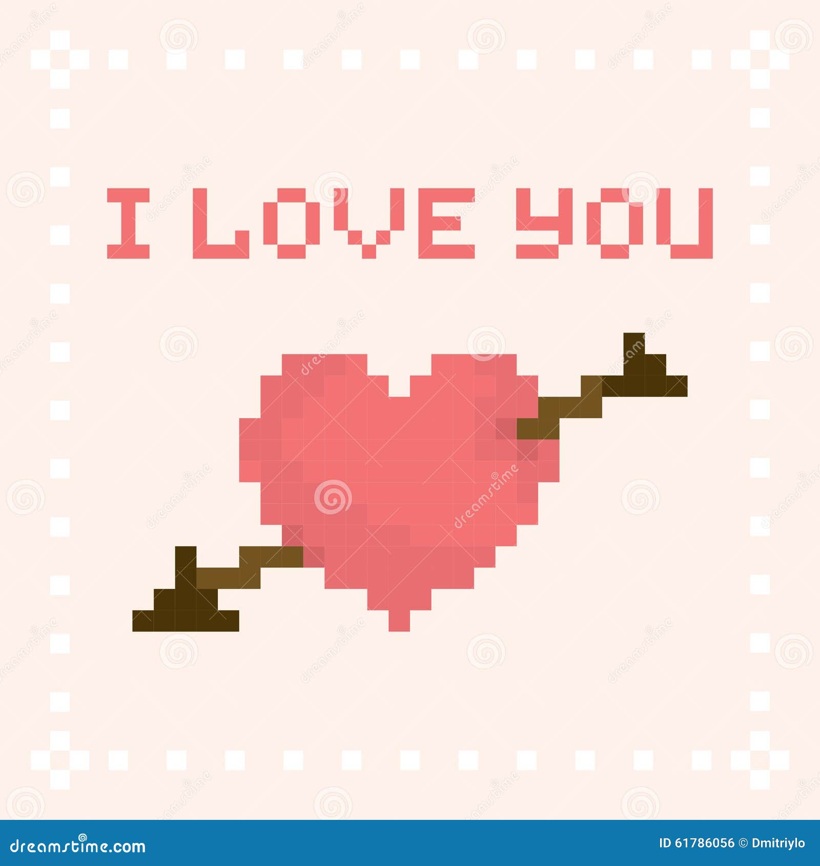 Pixel Art I Love You Valentines Day Card Stock Vector - Image: 61786056