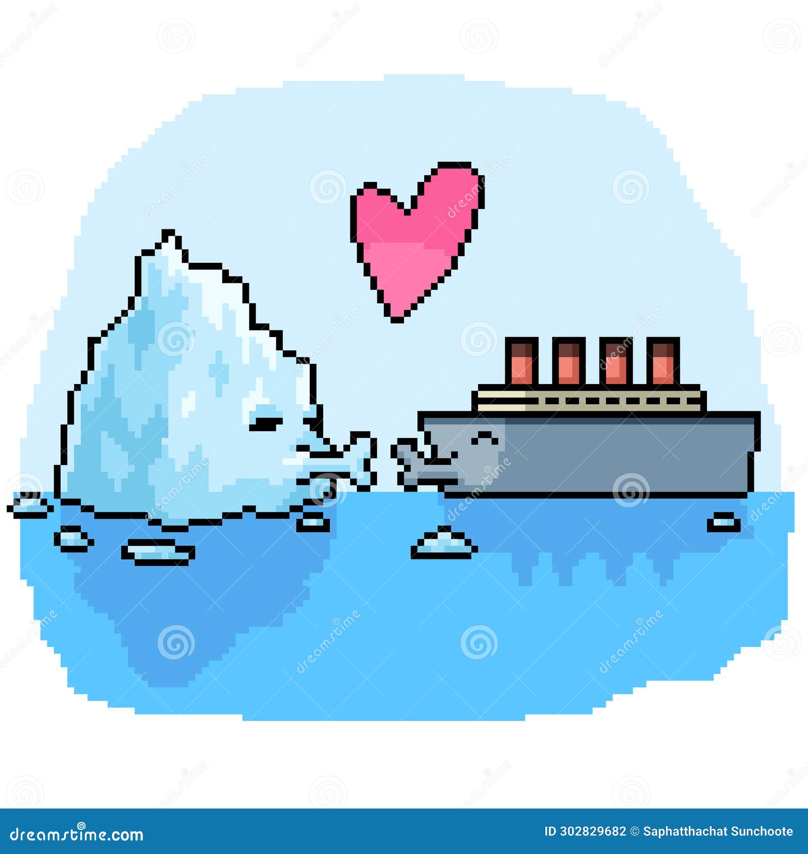 Pixel Art Iceberg Ship Couple Stock Vector - Illustration of doodle ...