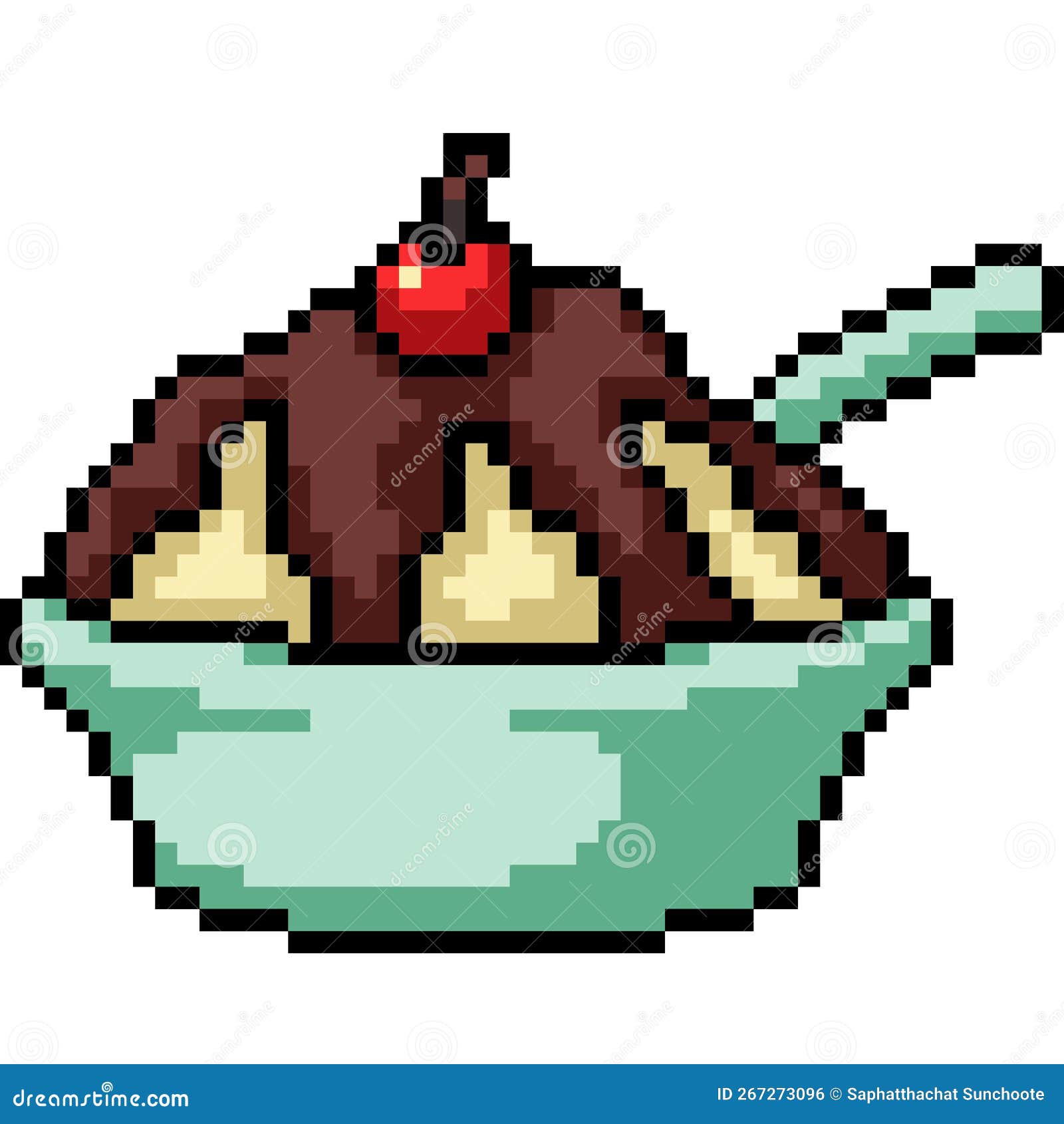 Pixel Art Icecream Cup Chocolate Stock Vector - Illustration of doodle ...