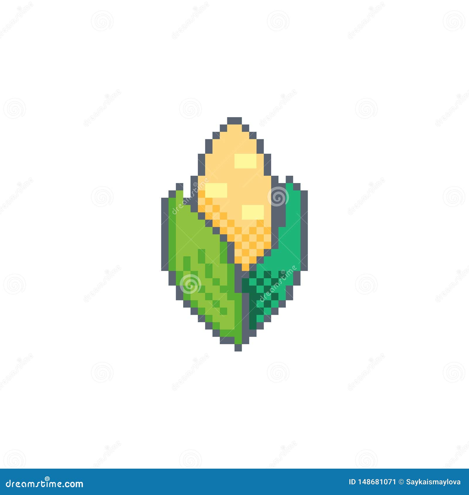 Pixel-art Corn. Whole Corn On Blue Background. Vector Illustration ...