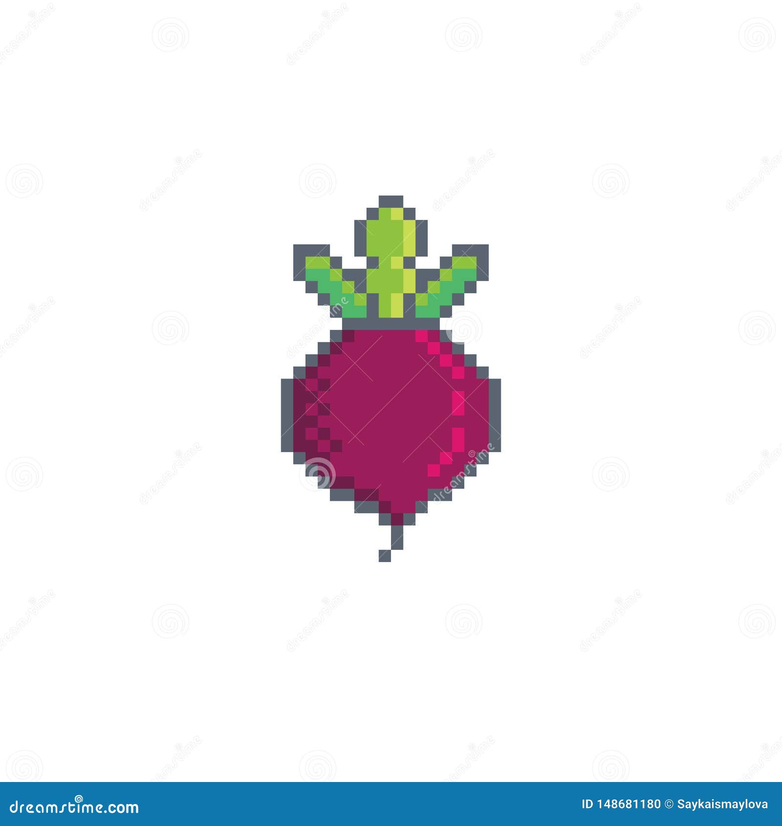 Pixel art beet icon. stock vector. Illustration of summer - 148681180