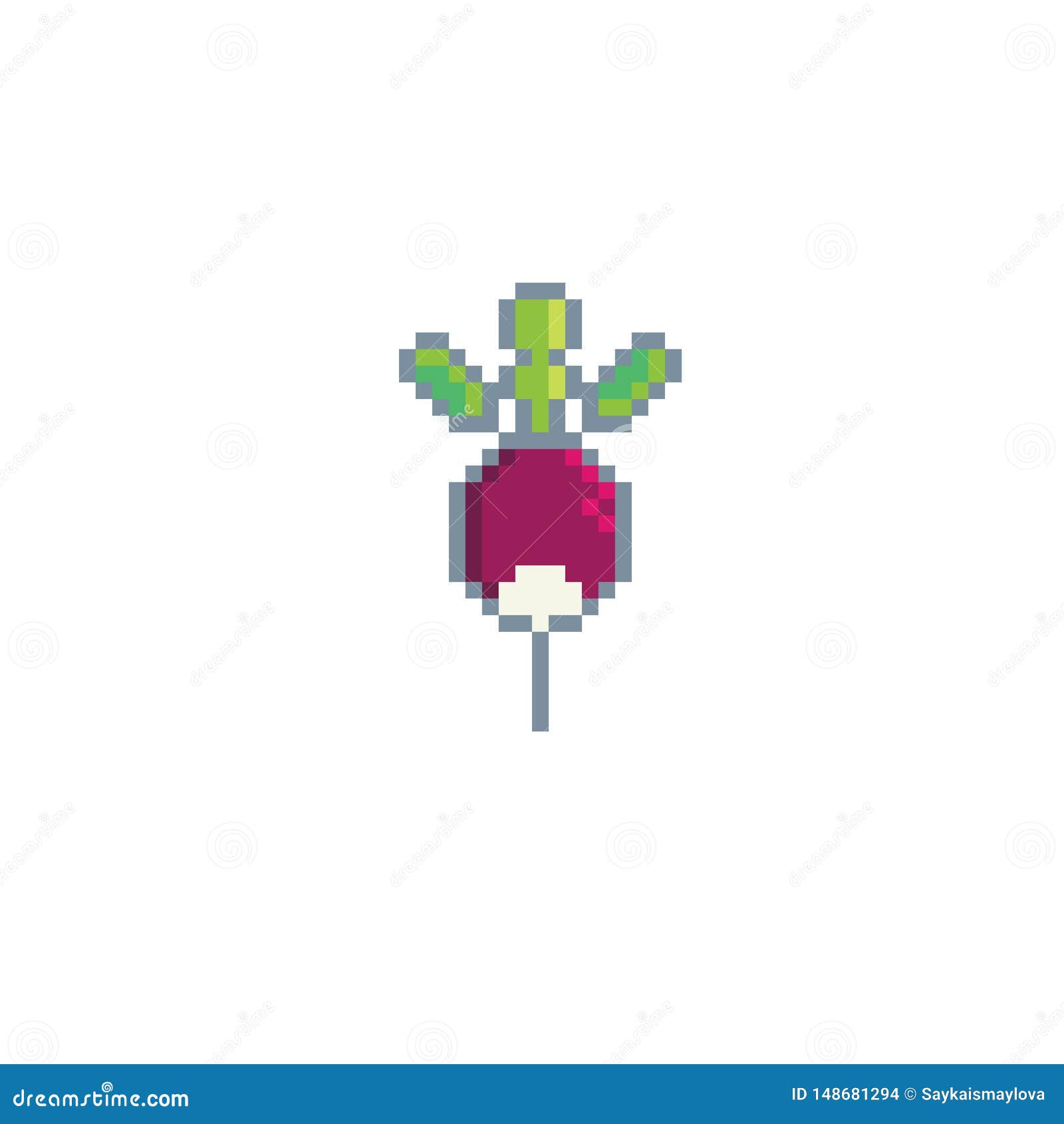 Pixel Art Radish Icon, 32X32 Vector Illustration | CartoonDealer.com ...