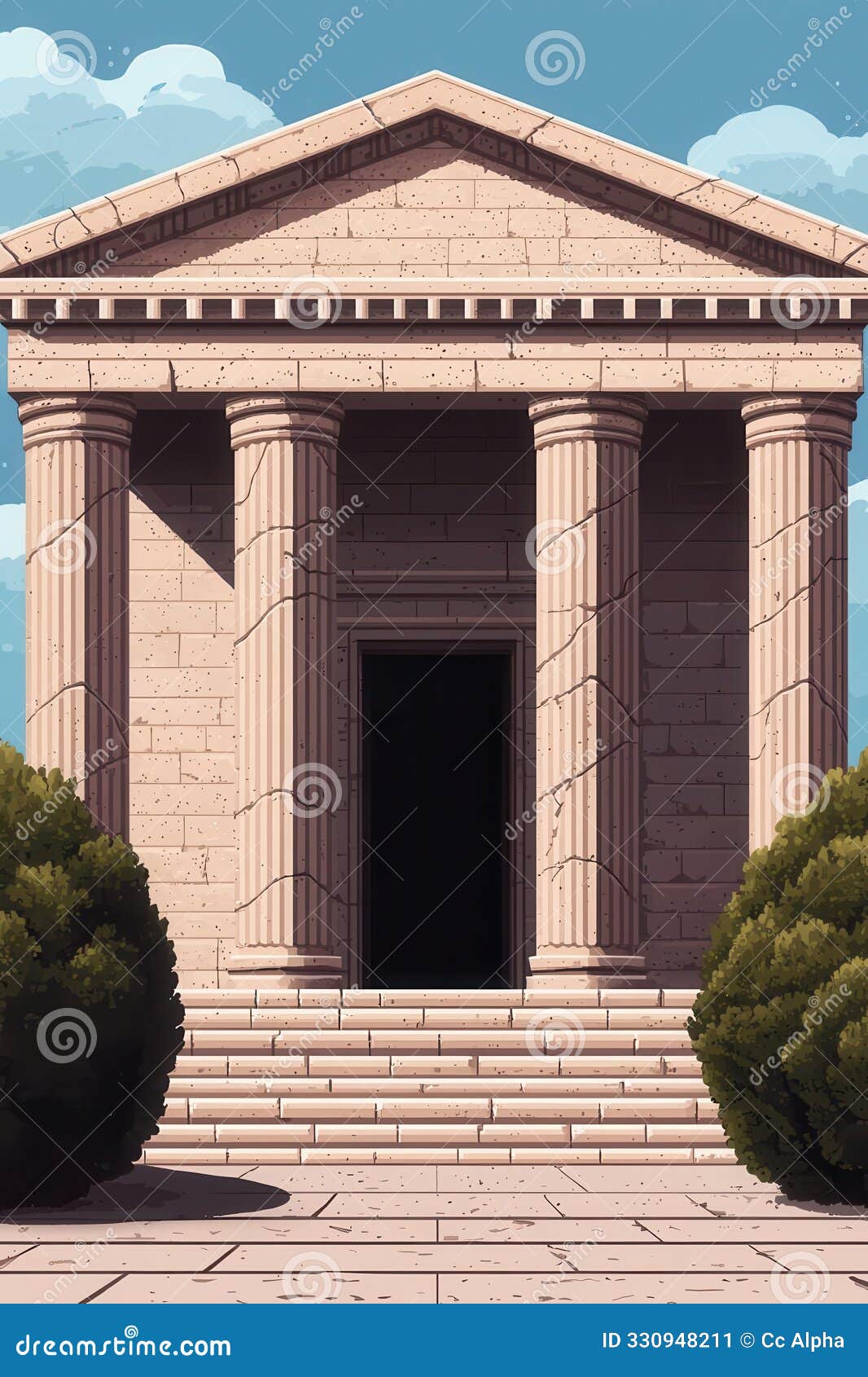 Pixel Art Illustration of an Ancient Temple with Lush Greenery, Colored ...