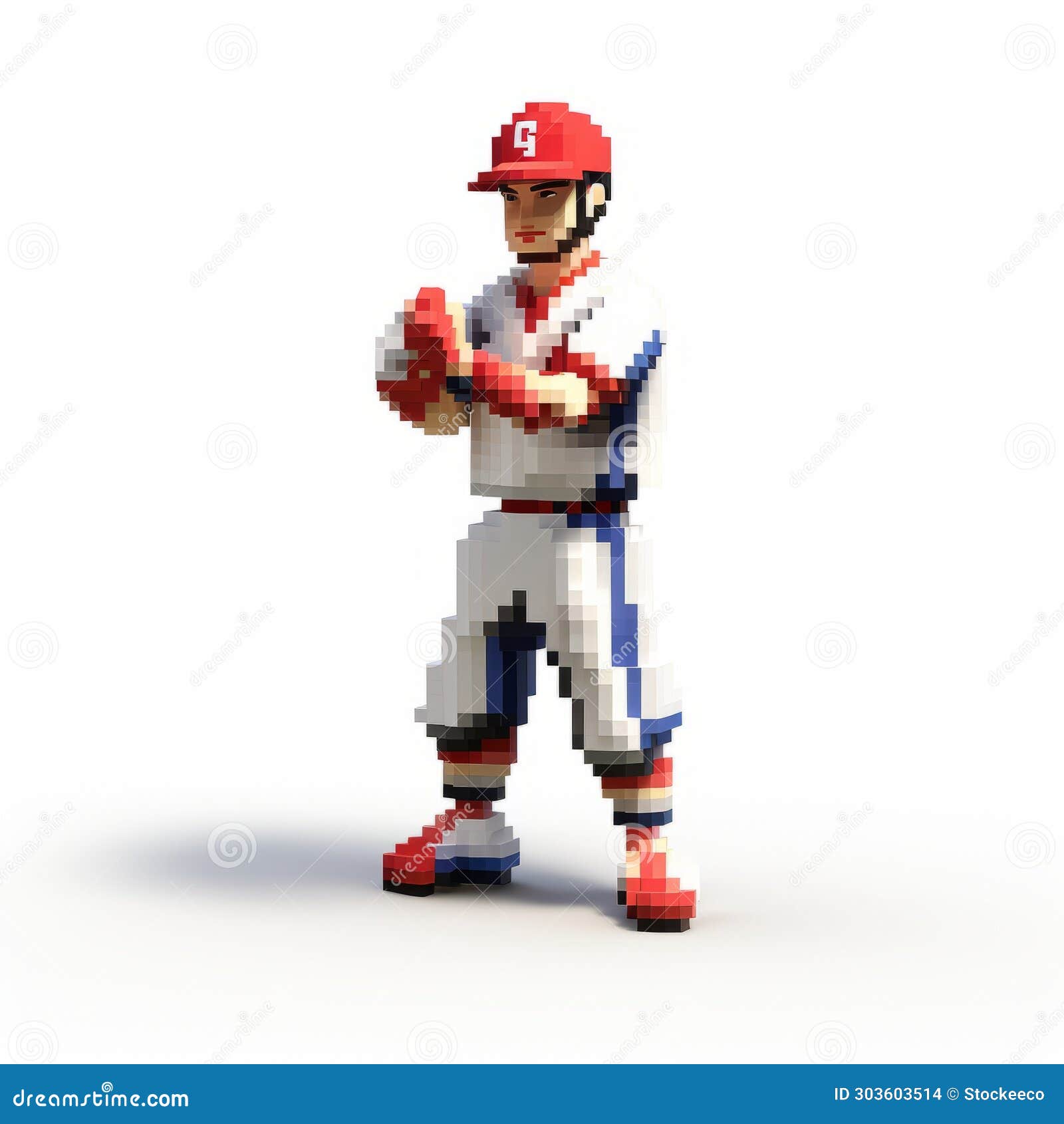 Pixelstyle Baseball Player Figurine Pinball 3d Renders Stock ...
