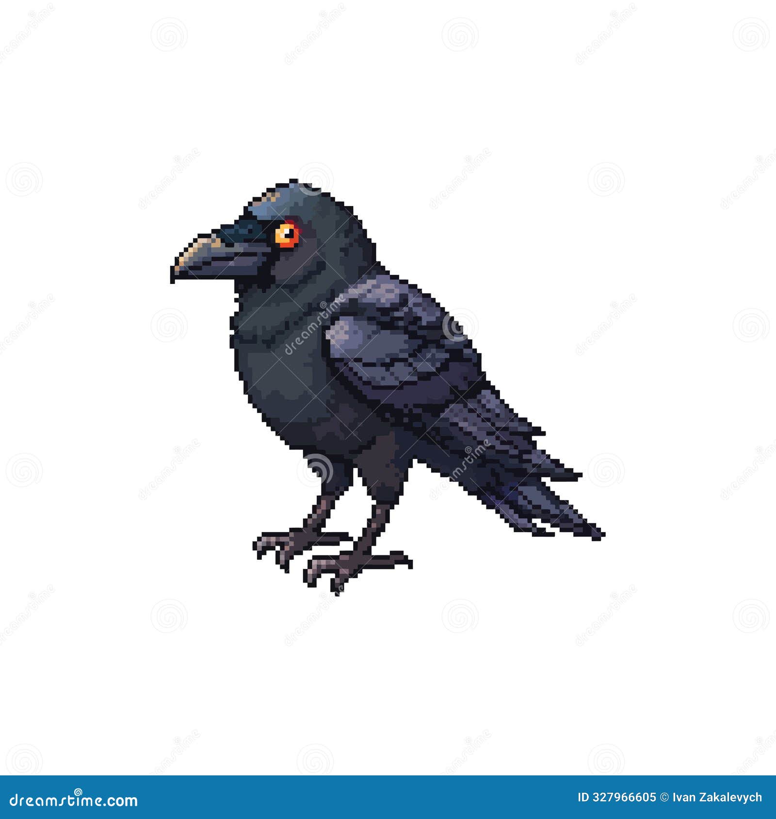 Pixel Art Illustration of Black Raven. Vector Illustration Design Stock ...