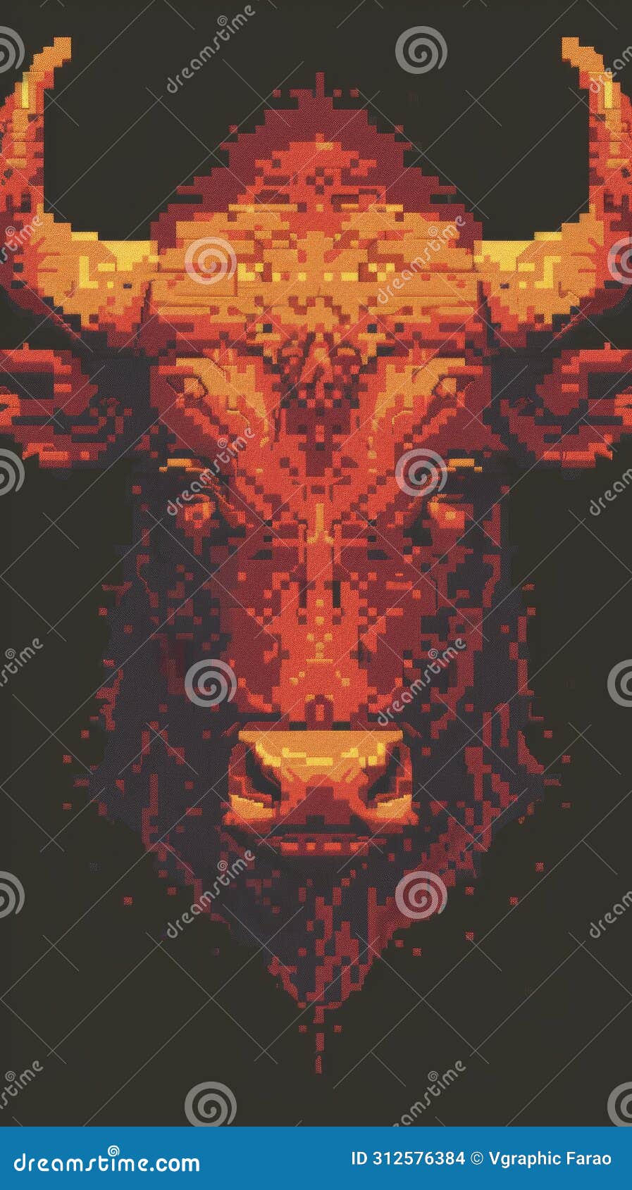 Pixel Art Illustration of a Bull Stock Photo - Image of graphic ...