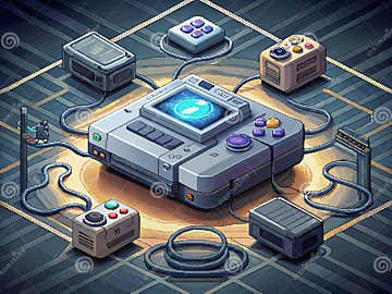 Pixel Art Illustration of a Retro Computer System with Accessories ...