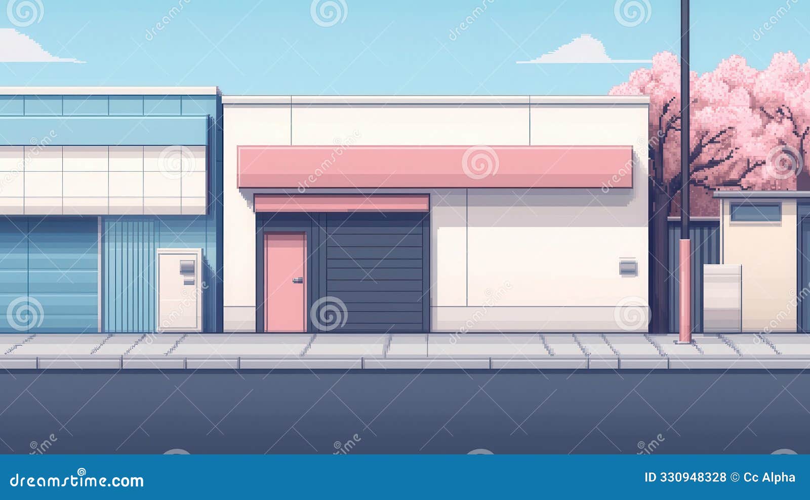 Pixel Art Illustration of a Storefront with Pink Awning on a Street ...
