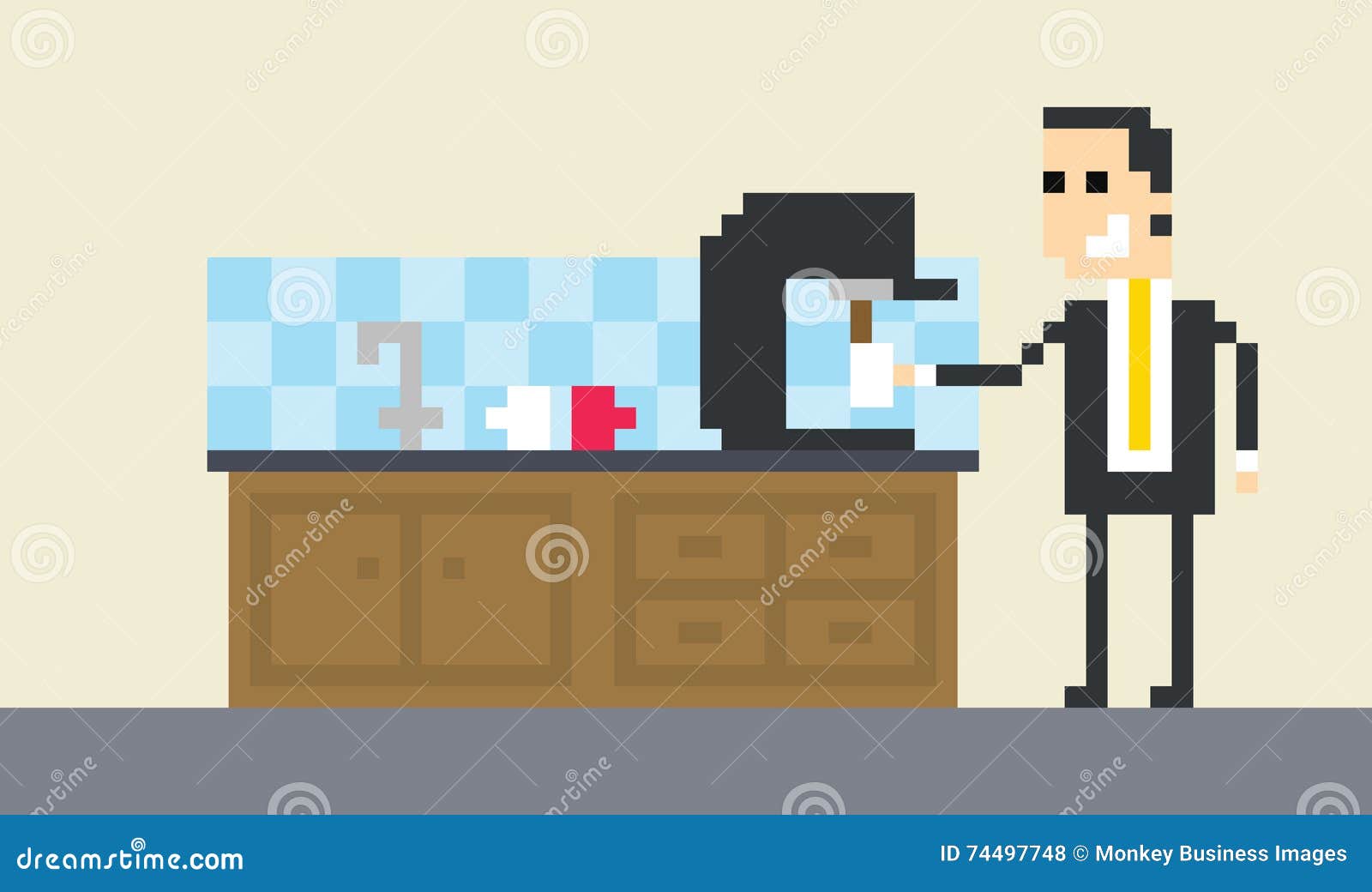Pixel Art Businessman Sprite Staying, Back And Cartoon Vector ...