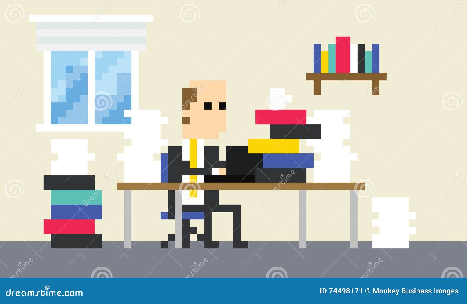 Pixel Art Businessman Sprite Staying, Back And Cartoon Vector ...