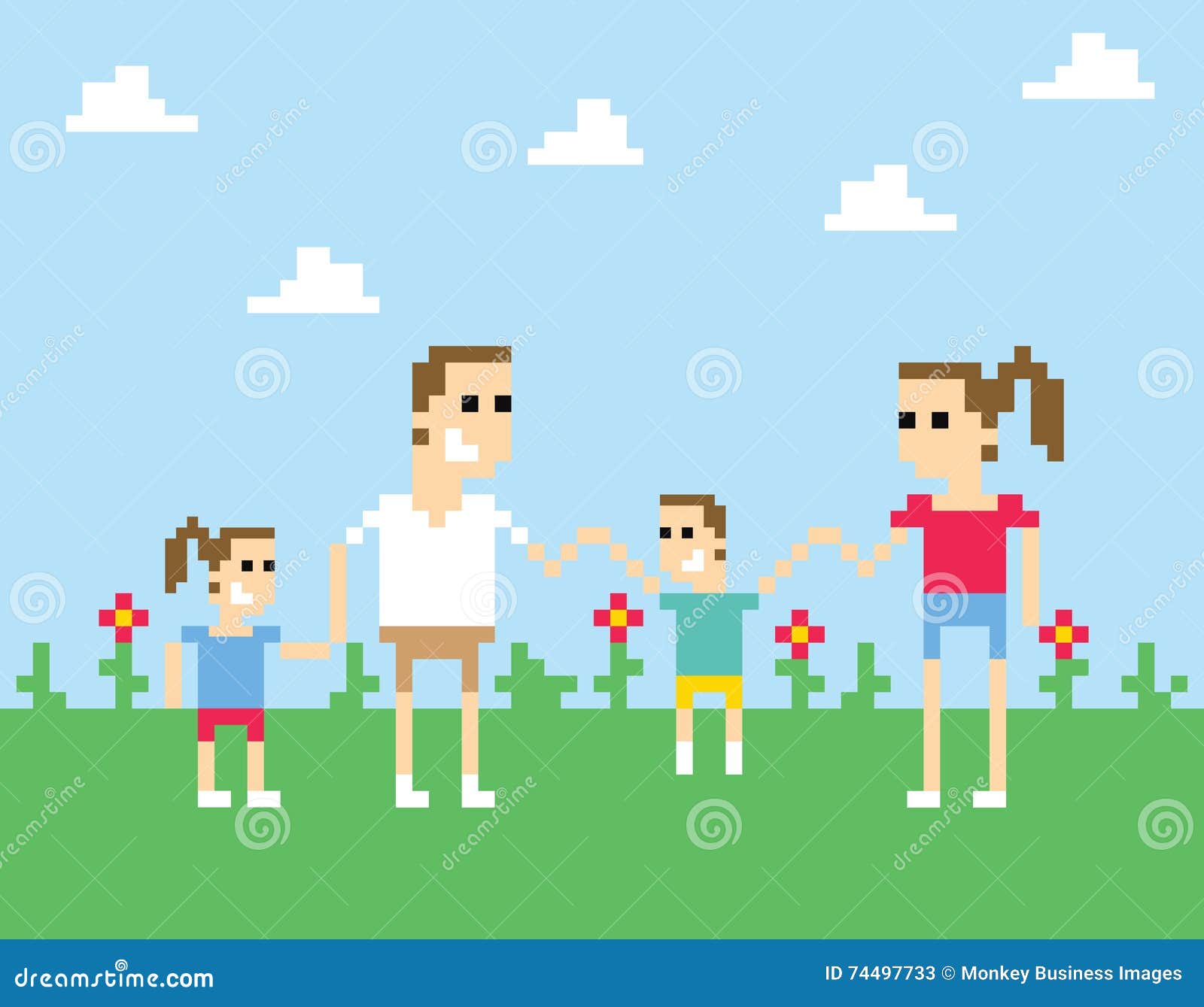 Pixel Family Pattern Vector Illustration | CartoonDealer.com #6230544