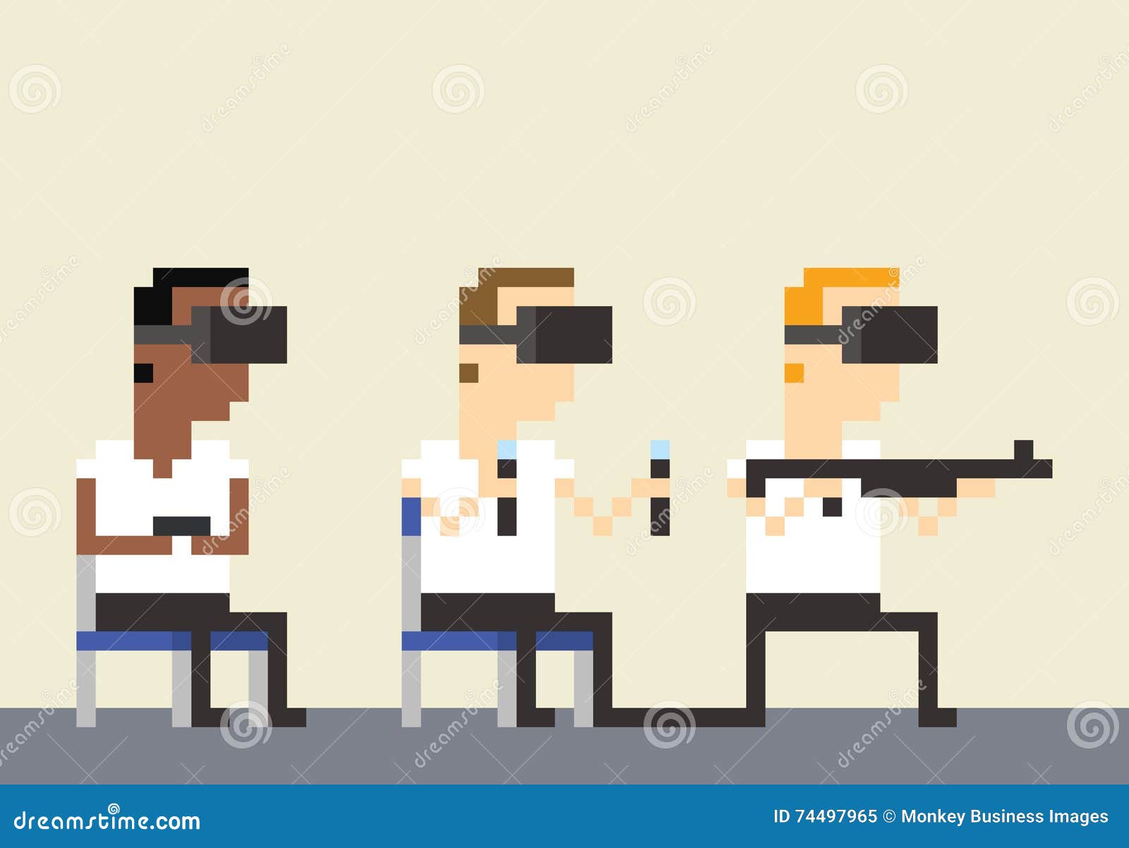 Pixel Art Image of Gamers Wearing VR Headsets Stock Vector ...