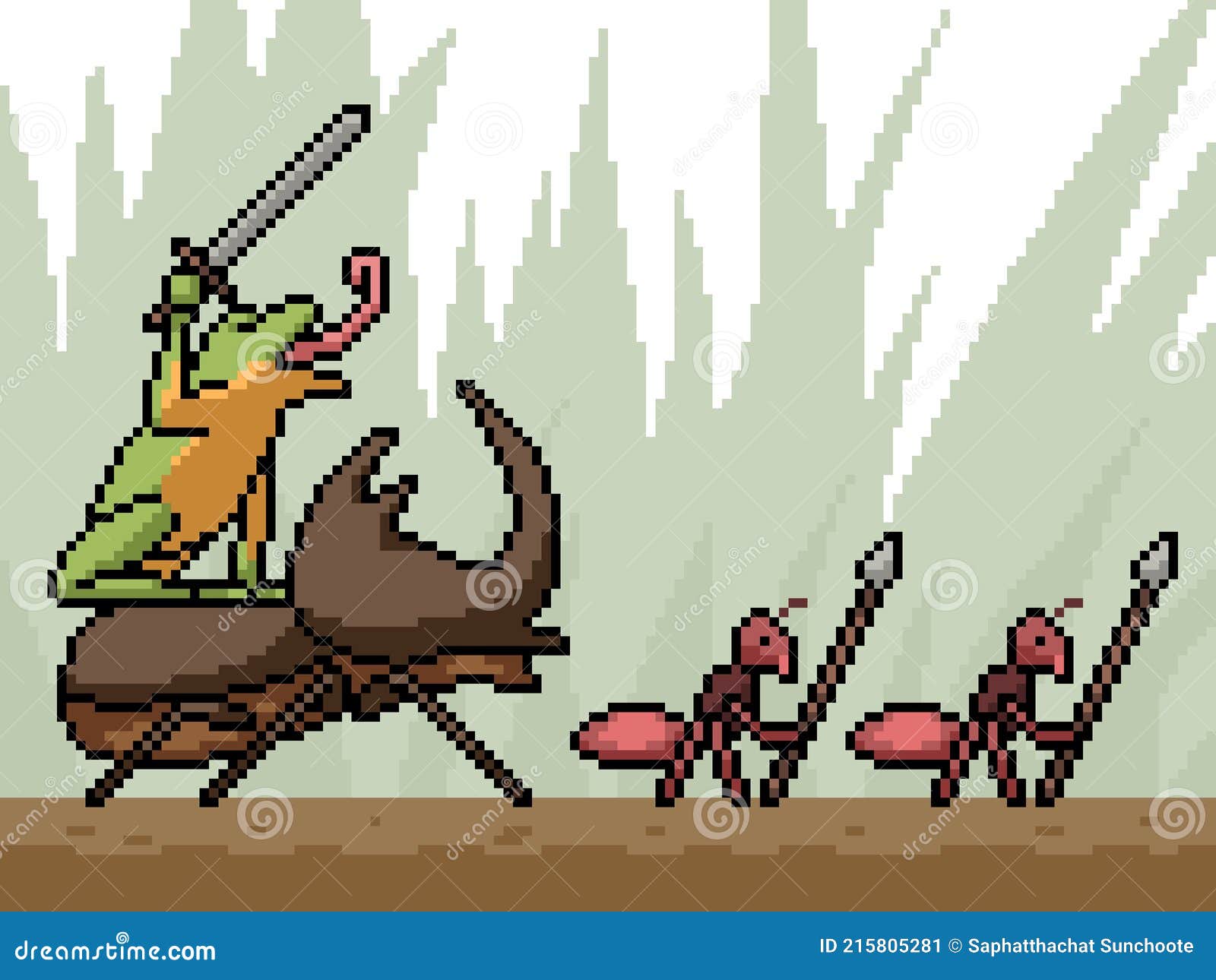 Pixel Art Insect Battle Squad Stock Vector - Illustration of insect ...