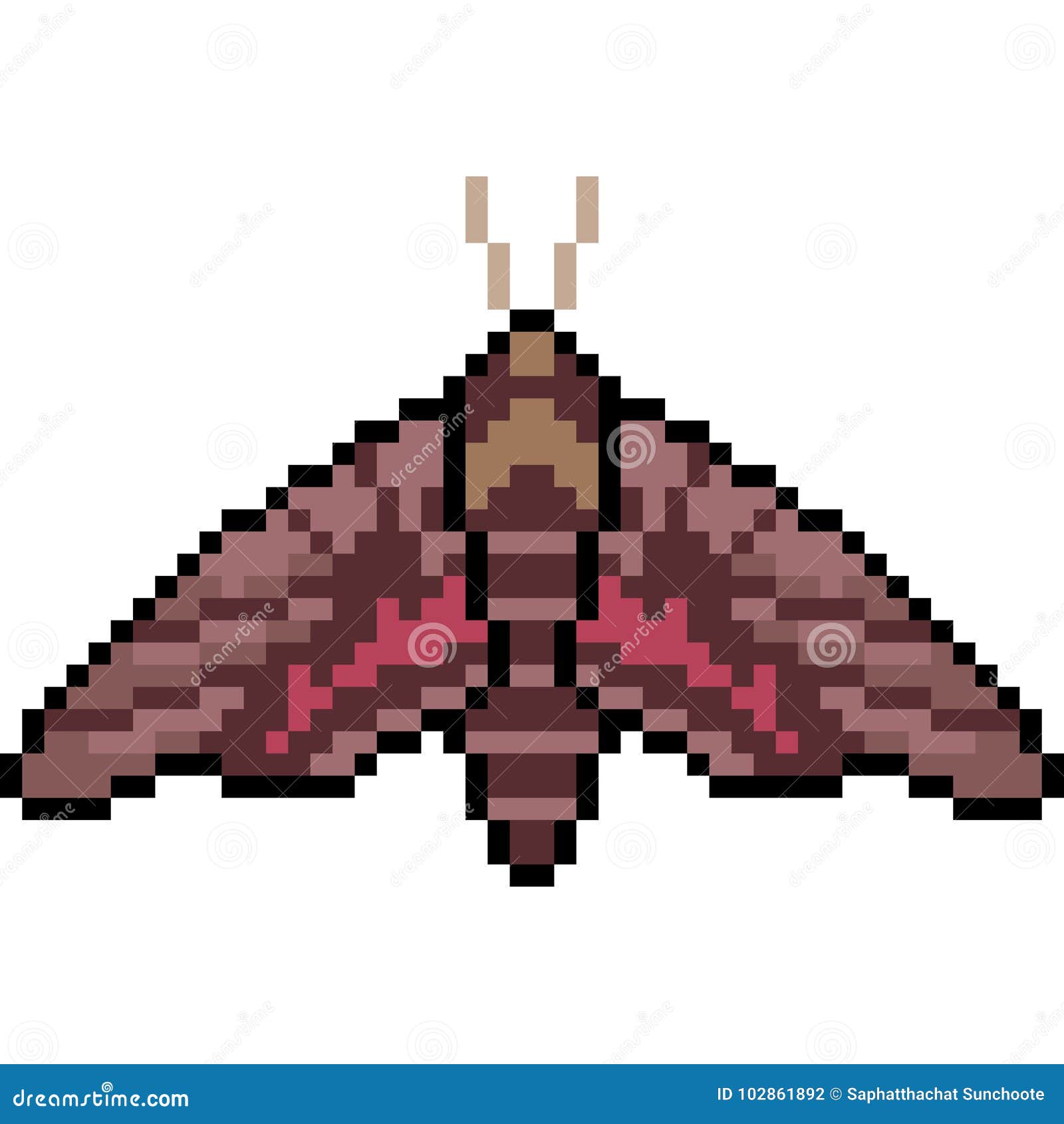 Pixel art insect moth stock vector. Illustration of moth - 102861892